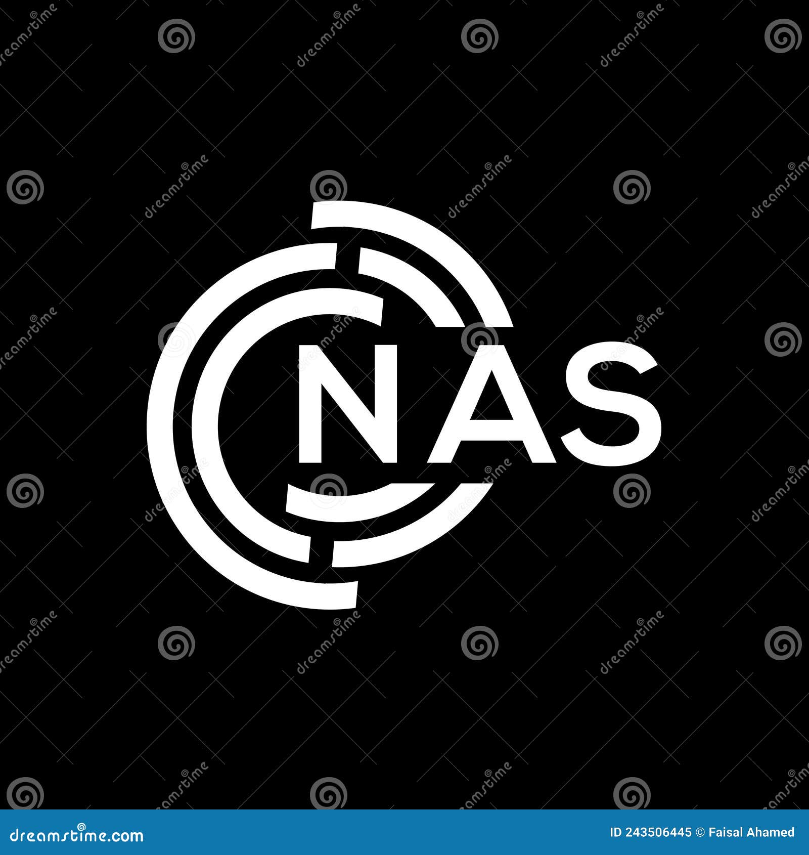 NAS Letter Logo Design on Black Background.NAS Creative Initials Letter ...