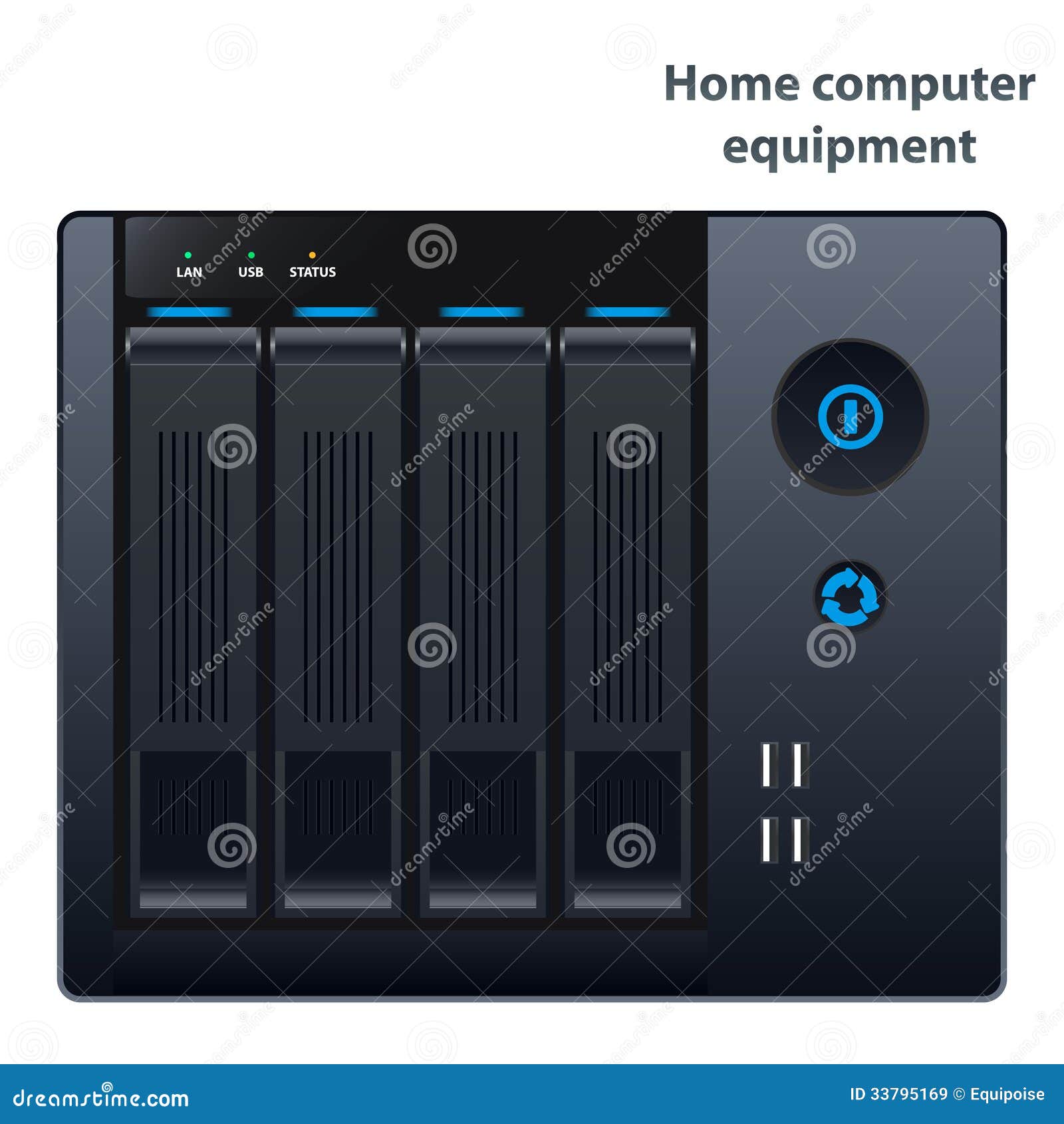 NAS Storage for Four Hard Drives Stock Illustration - Illustration of ...