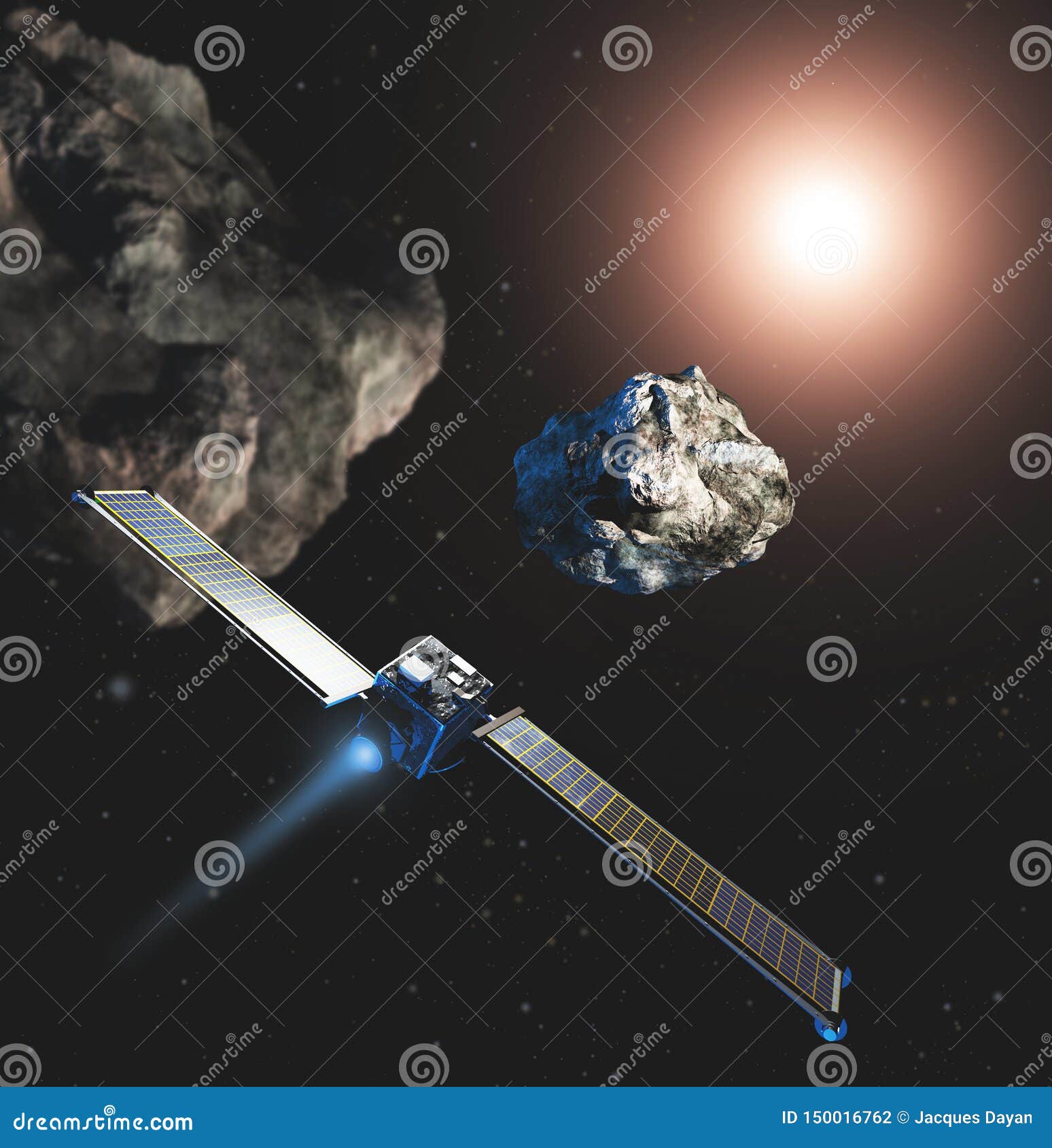 NASA Dart Mission To Asteroid Stock Illustration - Illustration of dart ...
