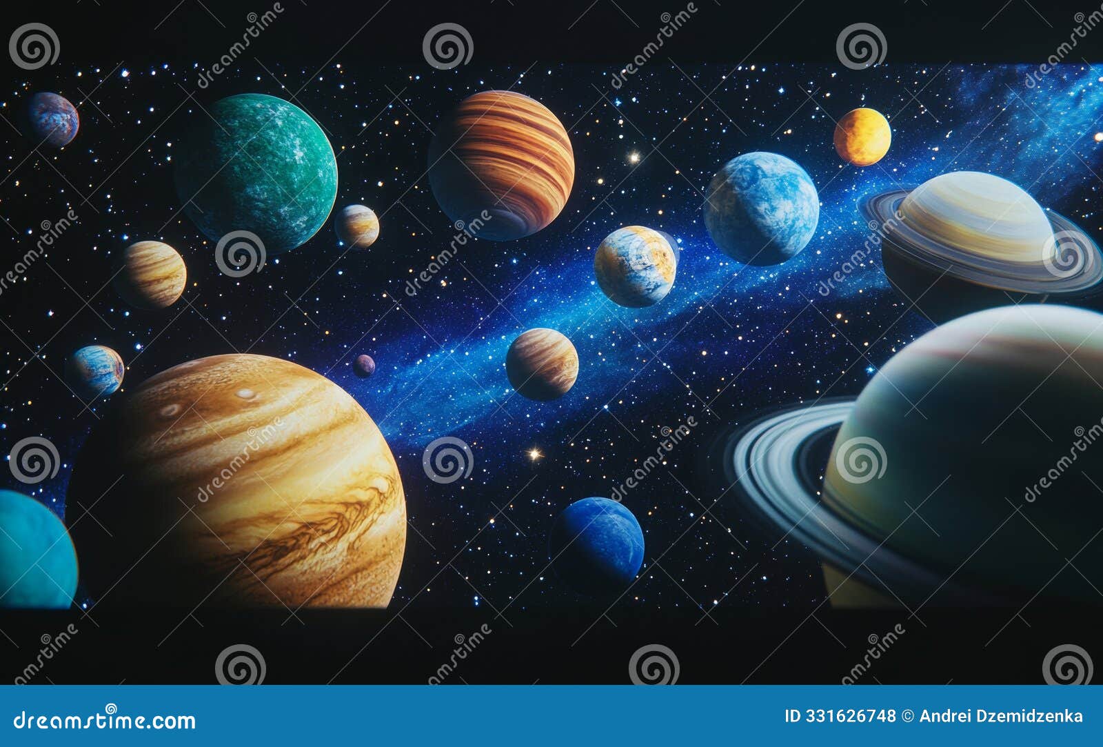 This NASA Image Element Shows Planets Over the Nebulae in Space. Stock ...