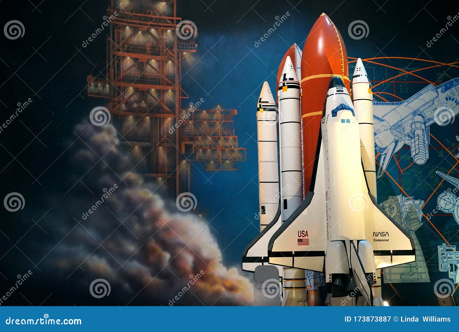 NASA Mural of Space Shuttle Launch Editorial Photography - Image of ...