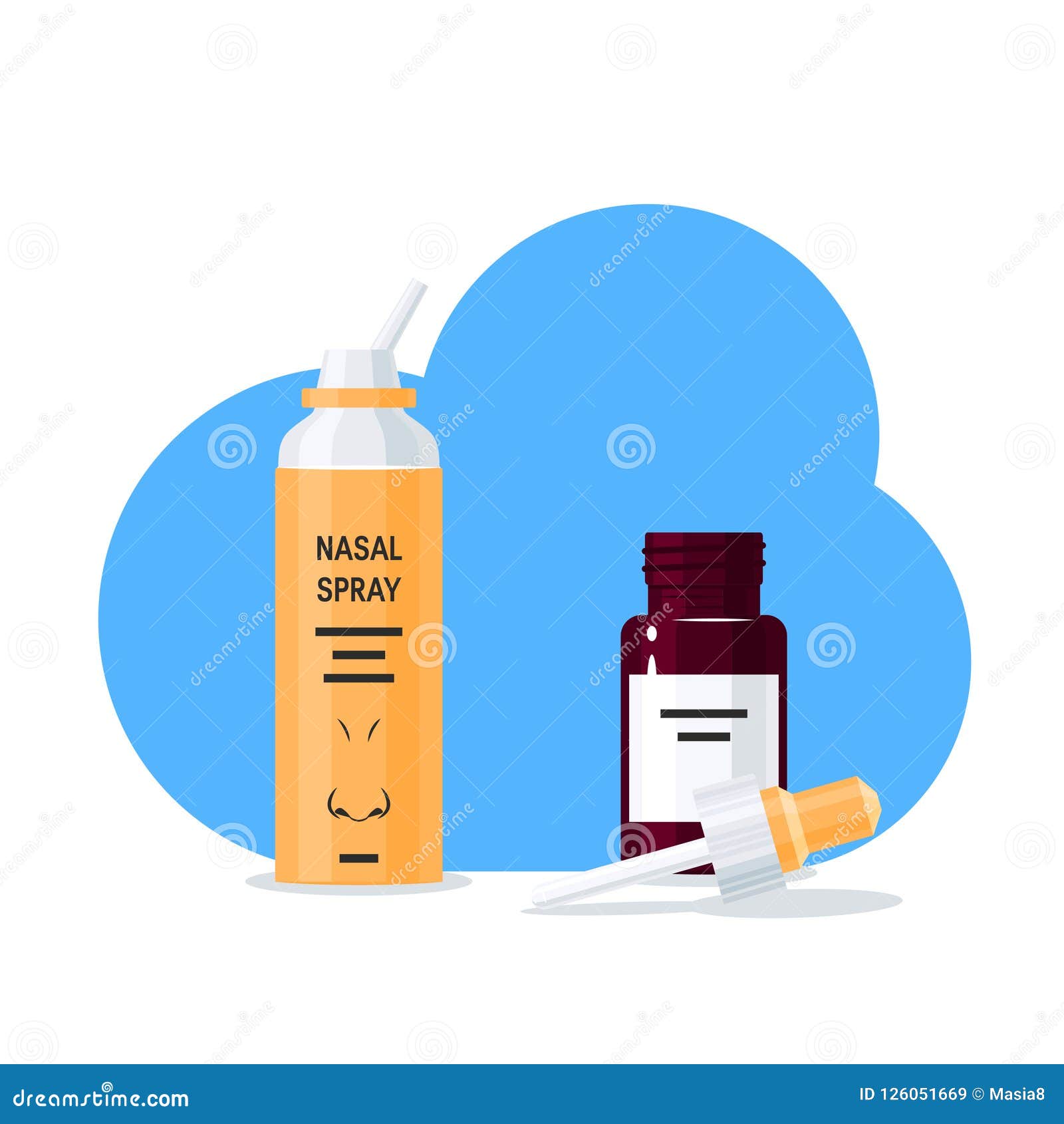 Nasal Drops, Medicament For The Nose, Illustrations. Cartoon Vector ...