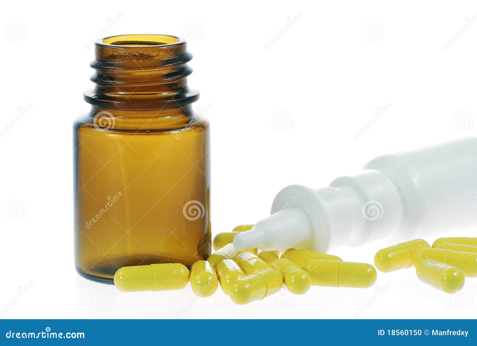 Nasal spray and capsules stock photo. Image of nostril - 18560150
