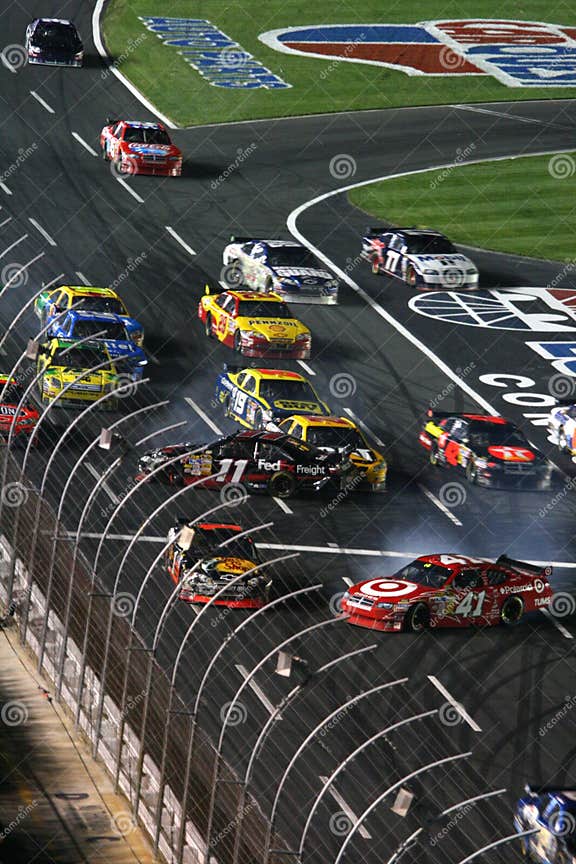 NASCAR - Crash on the Restart! Editorial Stock Image - Image of ...