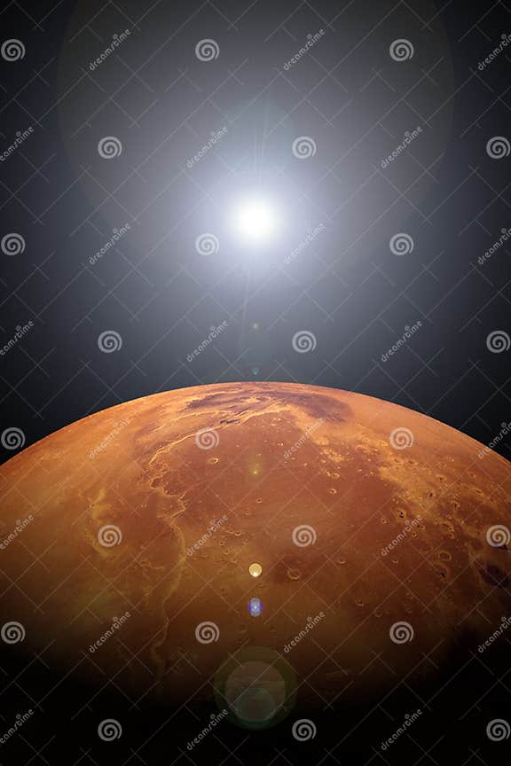 Nascer do sol sobre Marte ilustração stock. Ilustração de futuro - 43204