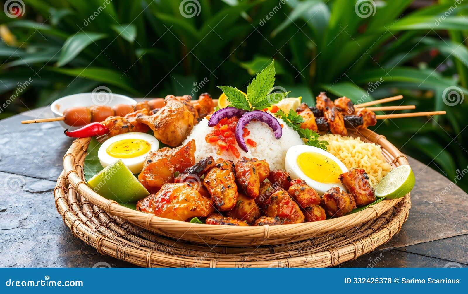 Top View Of Nasi Goreng Indonesian Fried Rice With Fried Egg, Chili ...