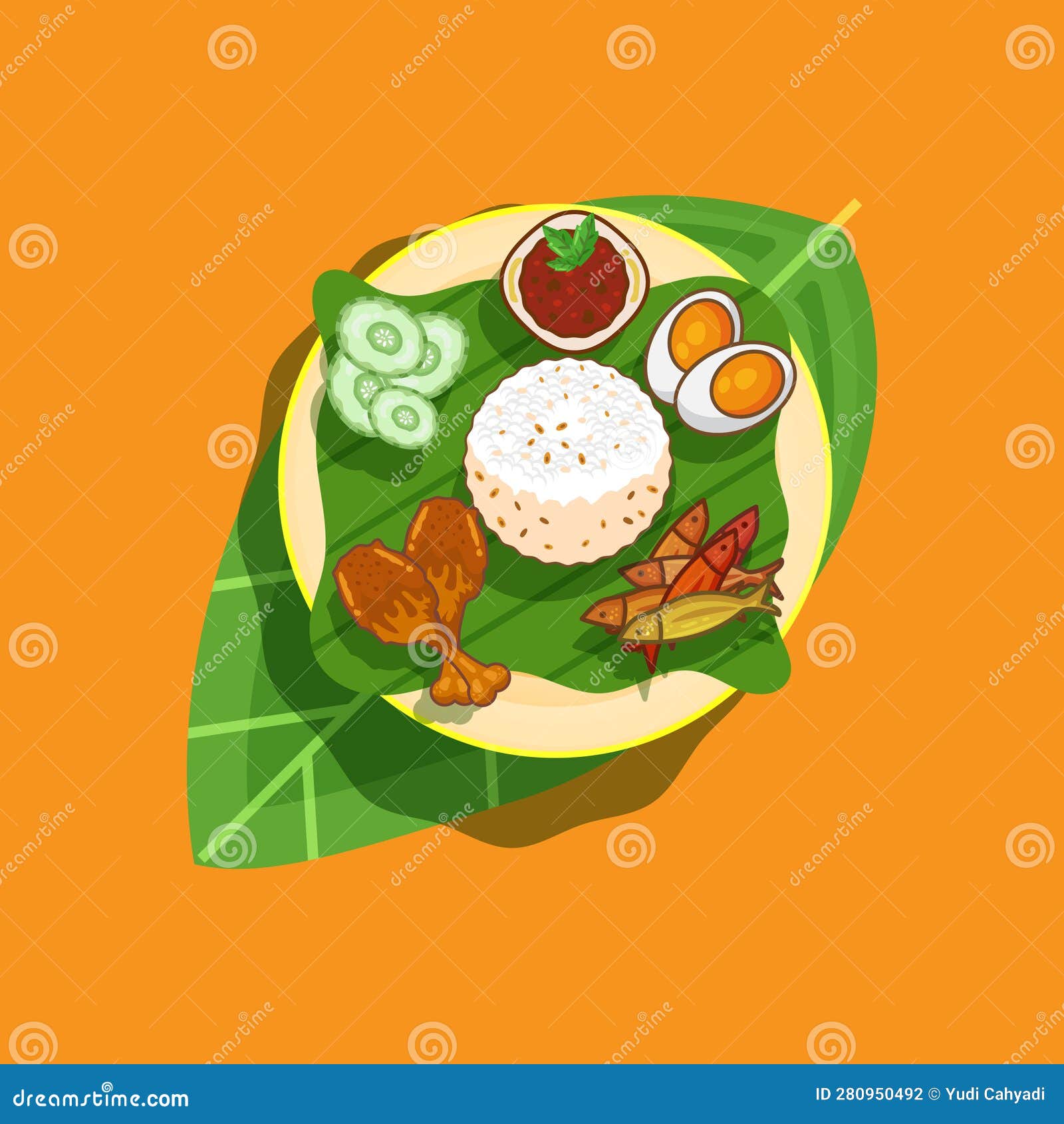 Nasi Lemak Food Vector Illustration Stock Vector - Illustration of text ...