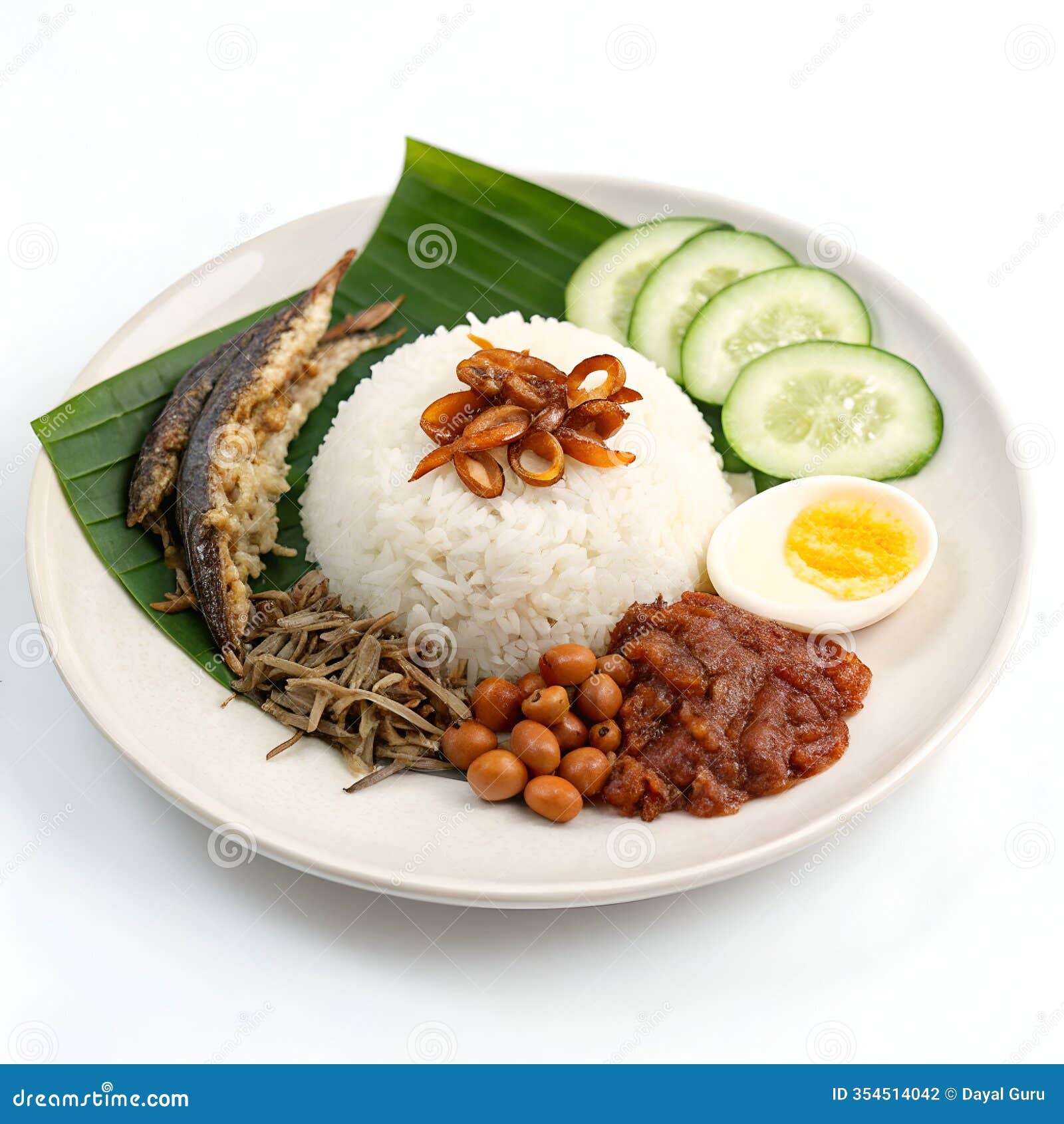 Nasi Lemak Isolated on White Background Stock Illustration ...