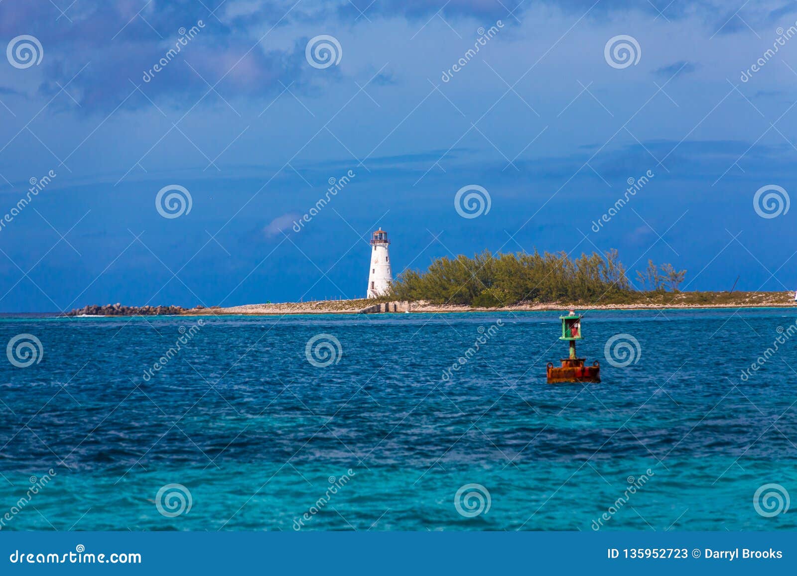 Lighthouse and Channel Marker Stock Image - Image of tower, caribbean ...