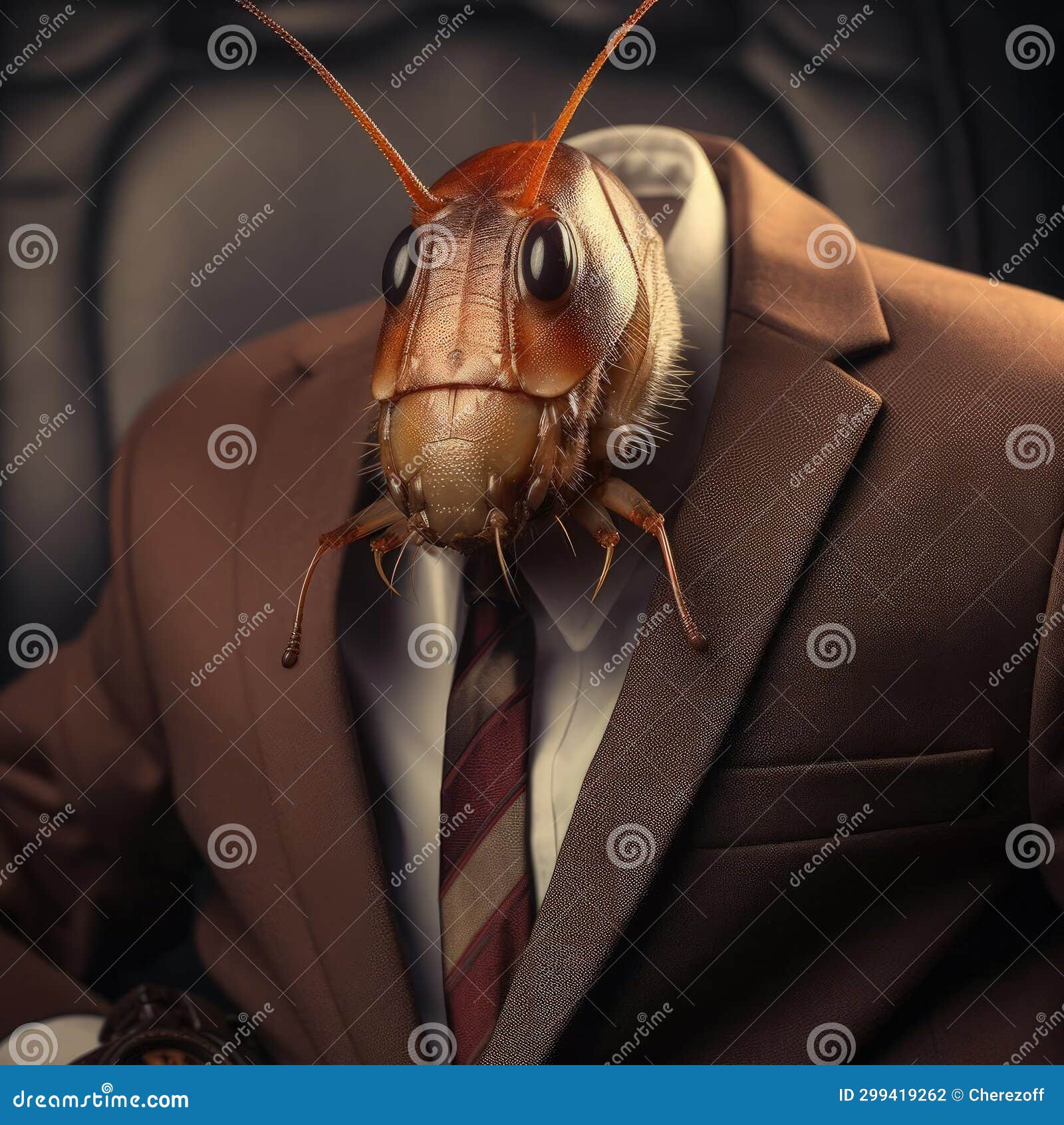 Cockroach in suit and tie stock illustration. Illustration of animal ...