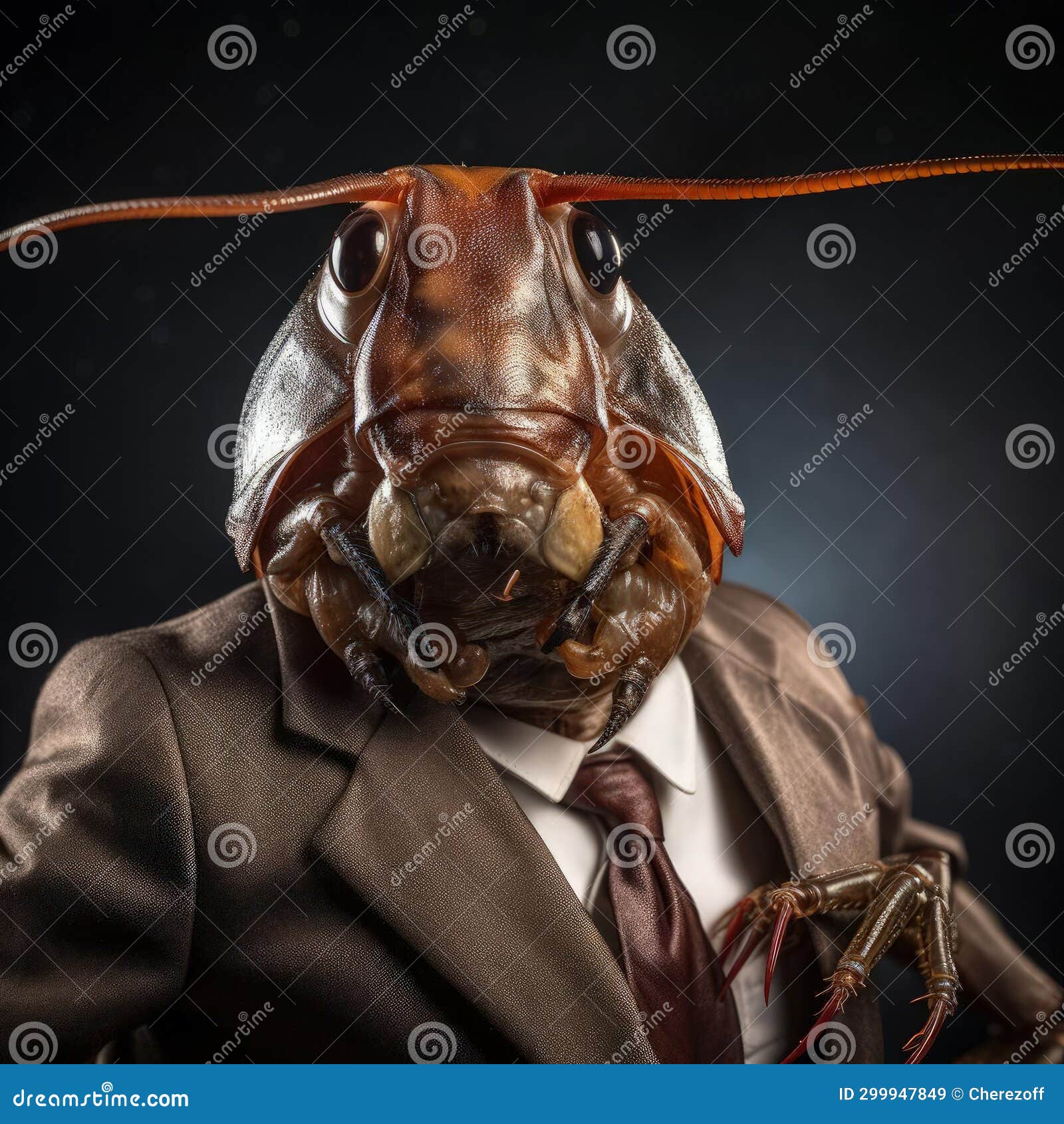 Cockroach in suit and tie stock illustration. Illustration of head ...