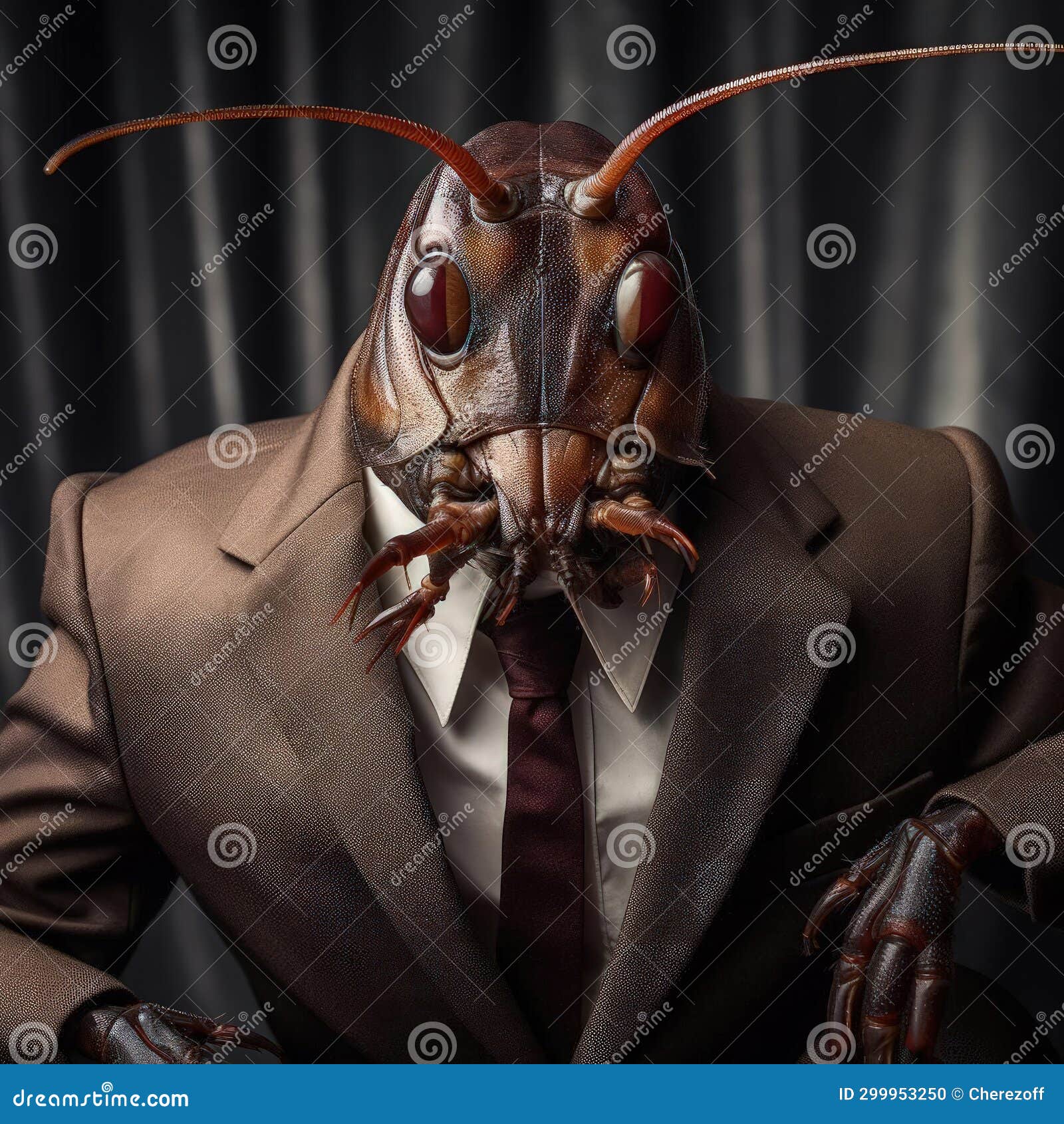 Cockroach in suit and tie stock illustration. Illustration of mask ...