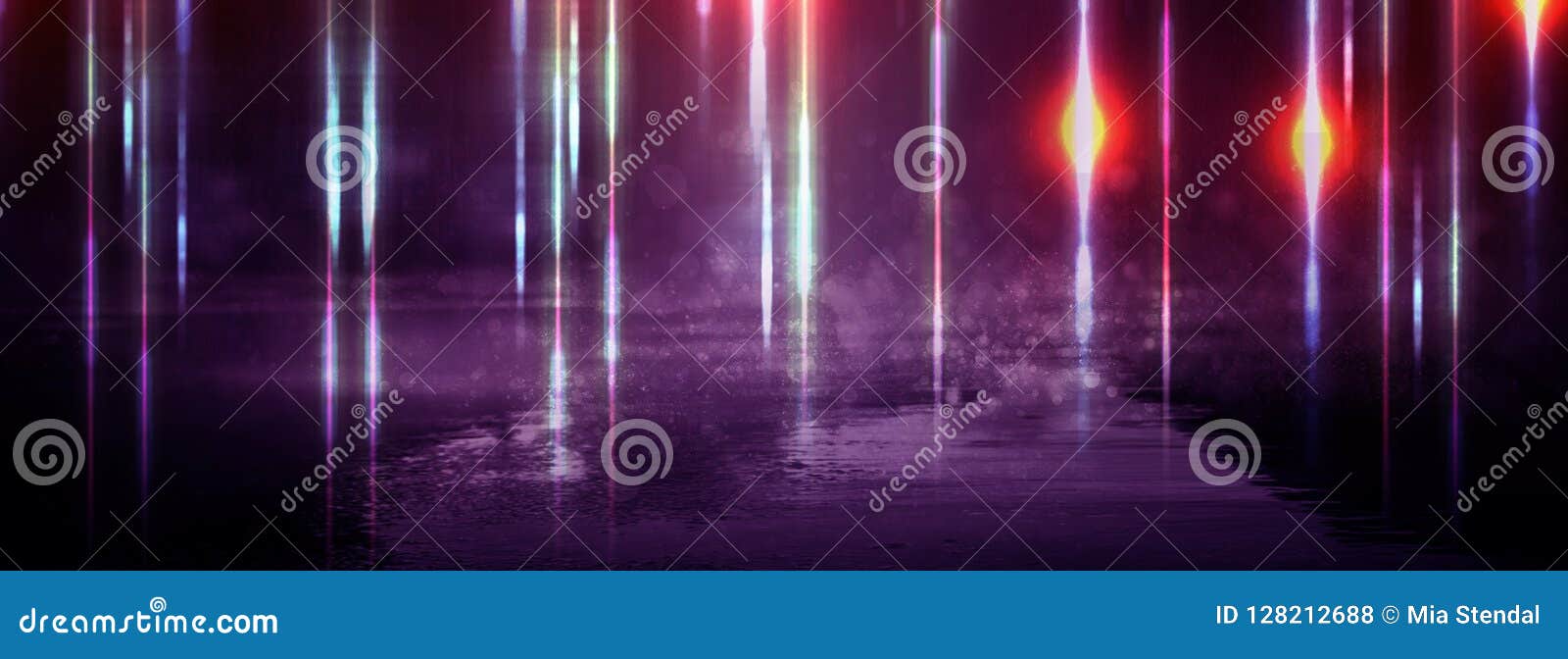Nat Asfalt Na Regen, Weerspiegeling Van Neonlichten in Vulklei De ... Nat Asfalt Na Regen, Weerspiegeling Van Neonlichten in Vulklei De ...
