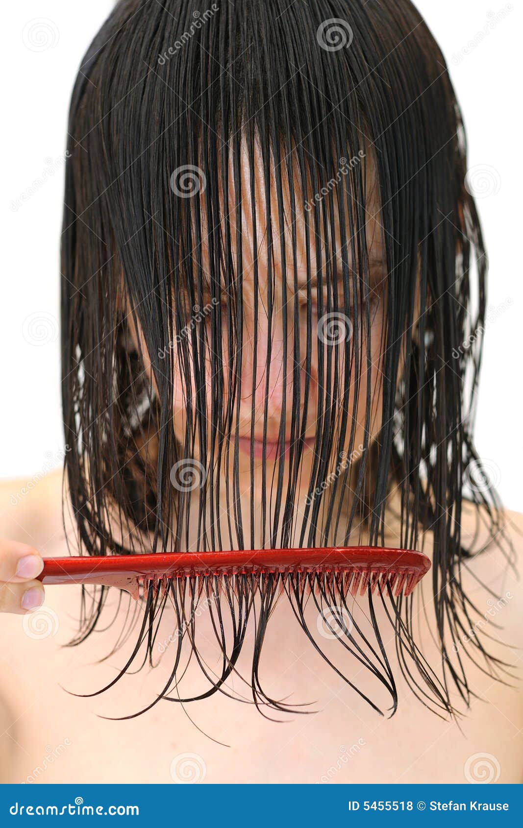 Nat haar in het gezicht stock foto. Image of bruin, lang - 5455518