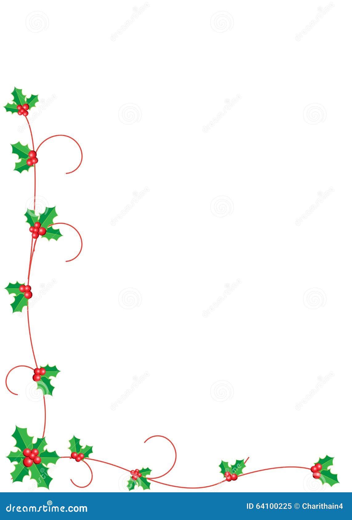 Natal Holly Border ilustração stock. Ilustração de feriados - 64100225