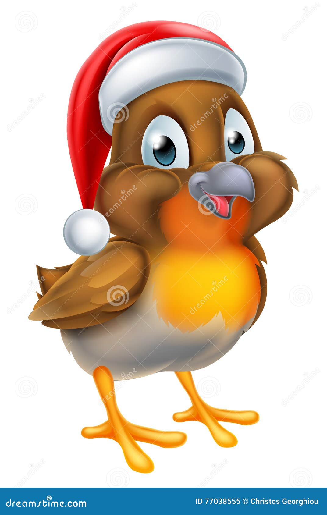 Natal Robin Bird Em Santa Hat Vermelha Ilustração do Vetor - Ilustração ...