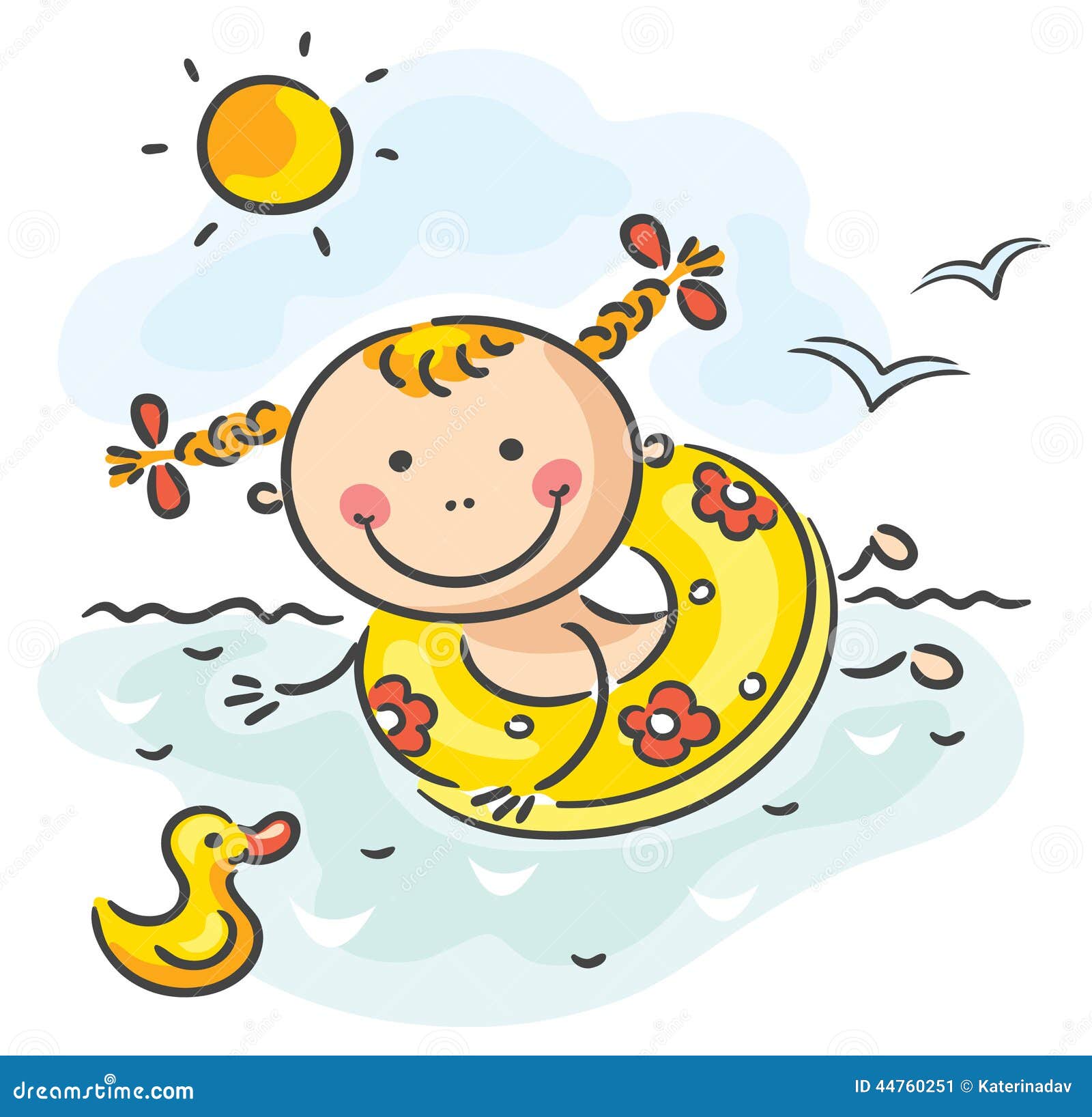 Natation Heureuse De Petite Fille Illustration de Vecteur ...