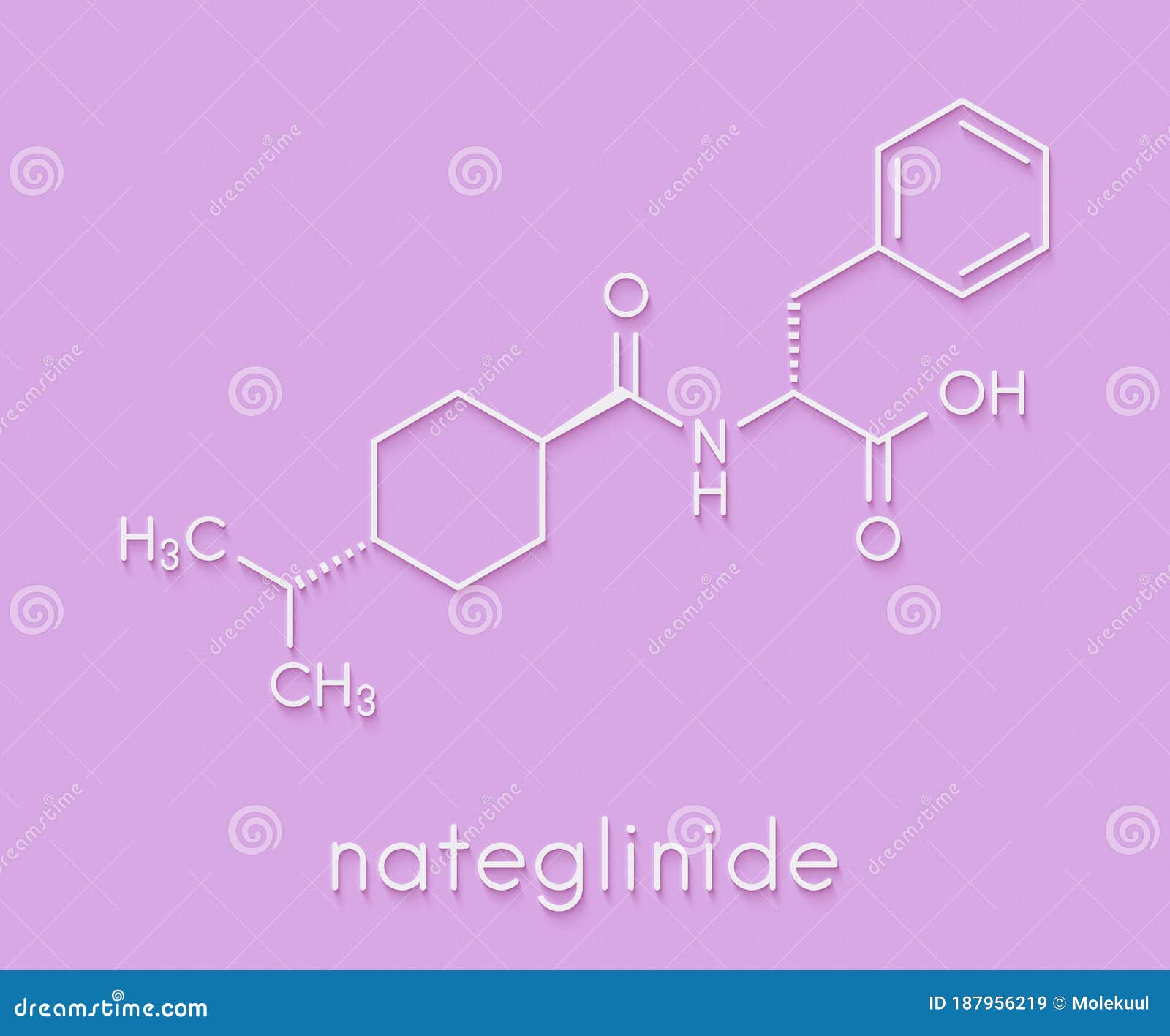 Nateglinide Diabetes Drug Molecule. Skeletal Formula. Stock ...
