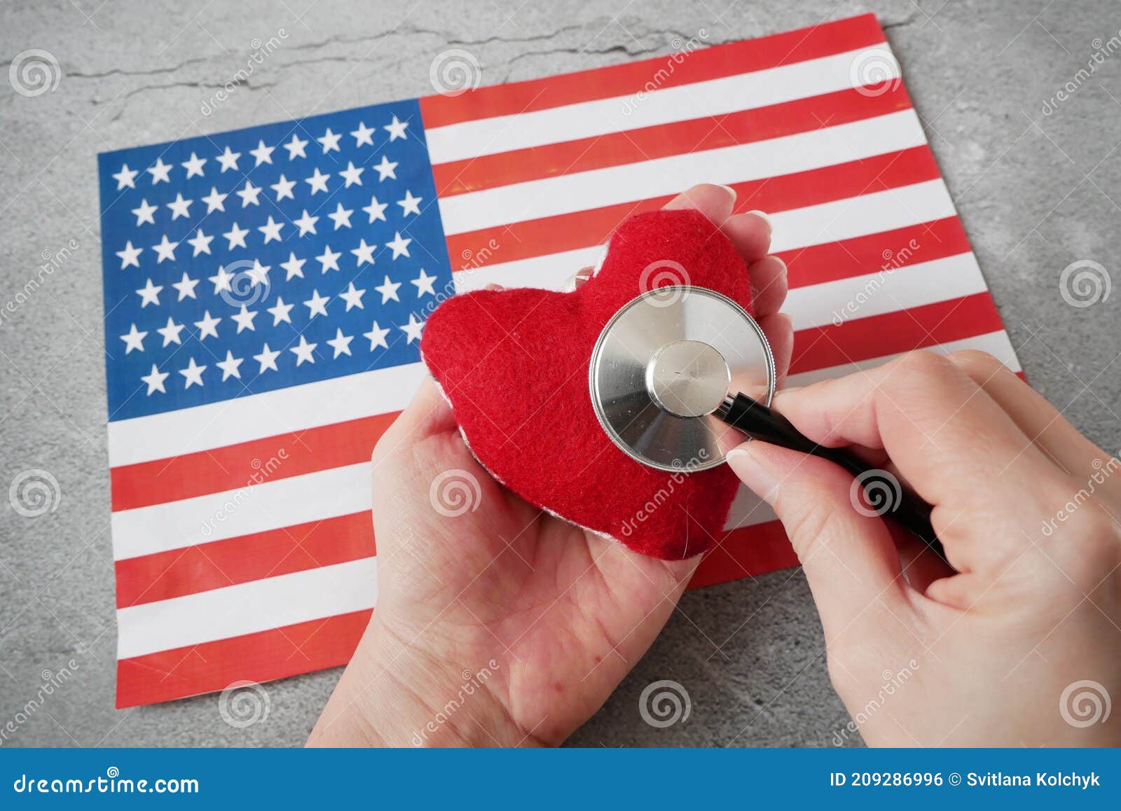 National American Flag And Heart American Heart Month In February