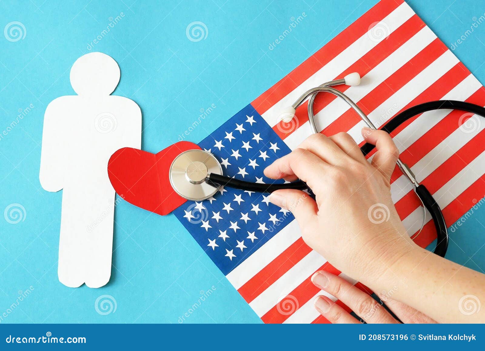National American Flag And Heart American Heart Month In February