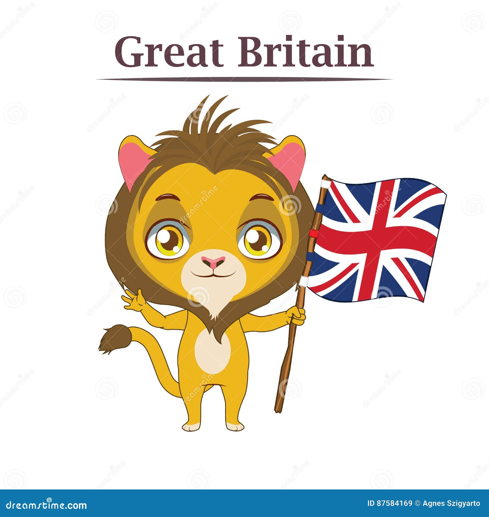 National Animal with British Flag Stock Vector - Illustration of ...