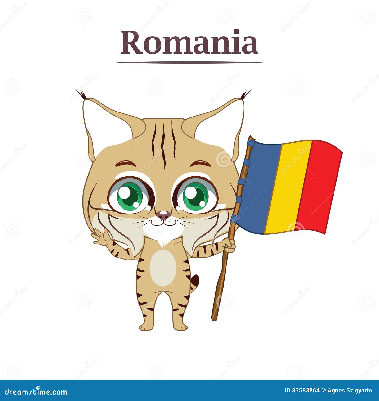 National Animal with Romanian Flag Stock Vector - Illustration of ...