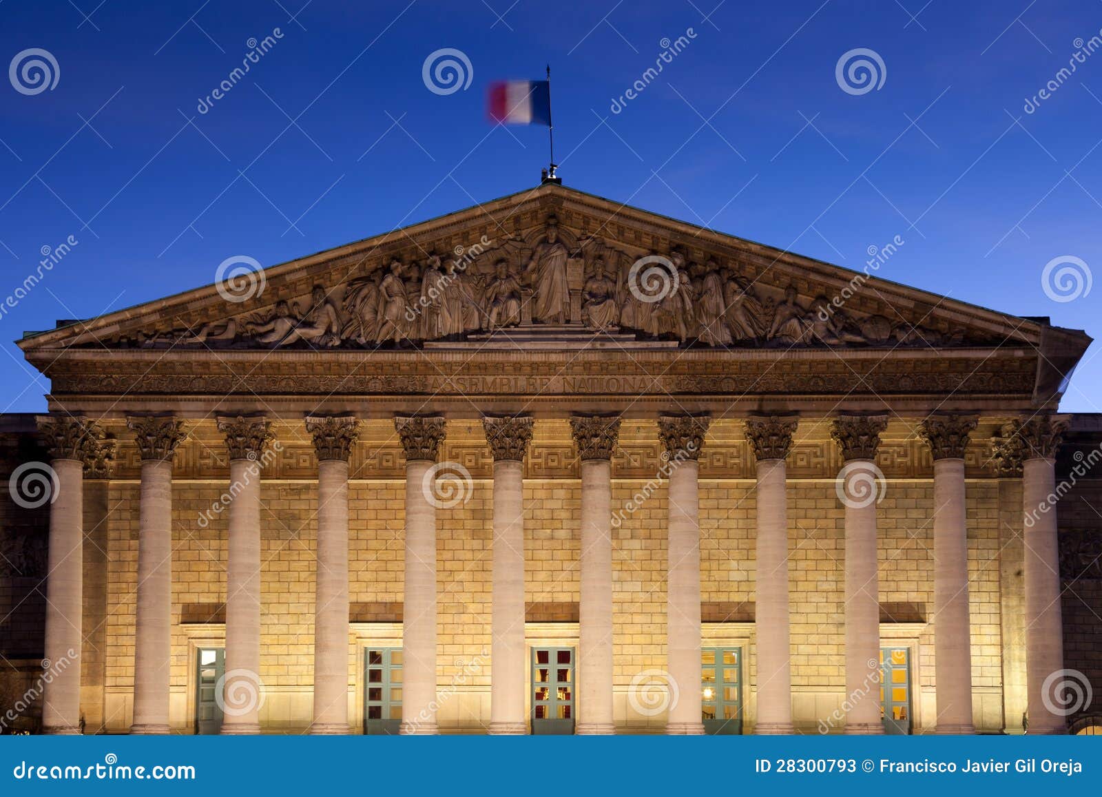 National Assembly, Paris, France Stock Image - Image of illumination ...