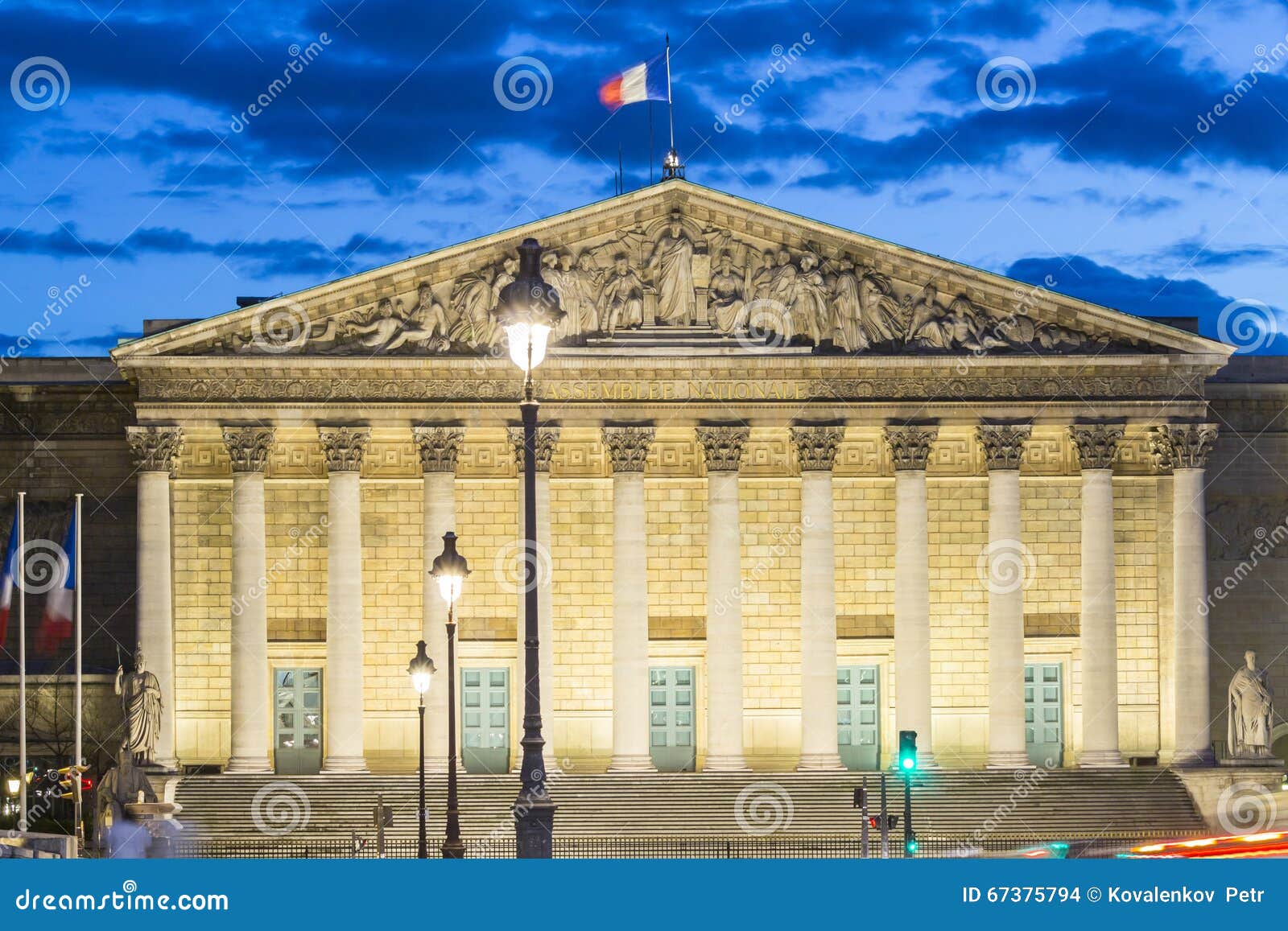 The National Assembly, Paris, France. Stock Photo - Image of night ...
