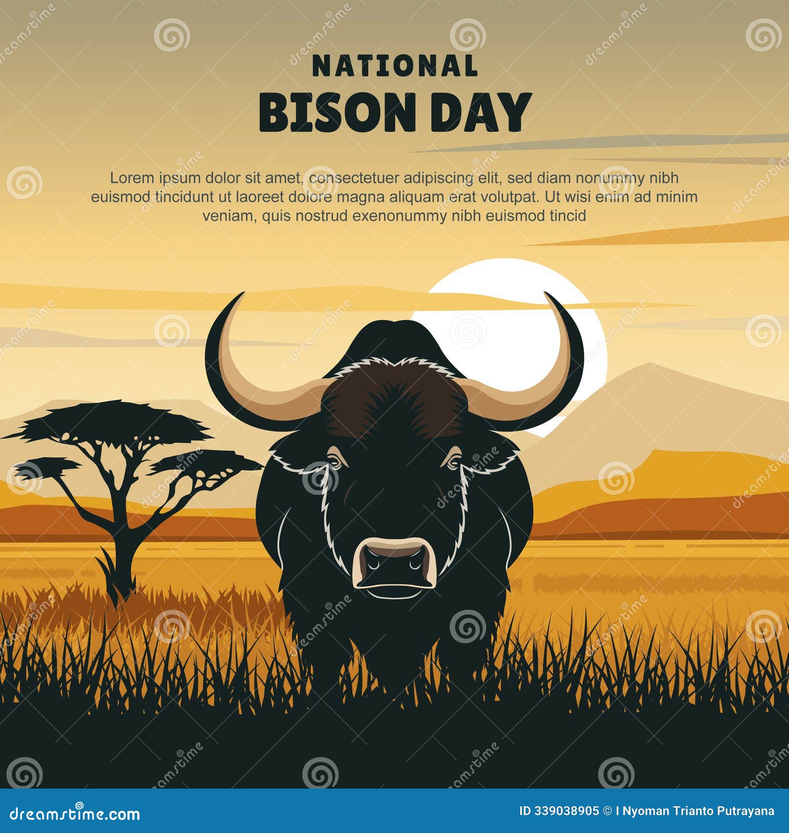 National Bison Day Background Stock Vector - Illustration of background ...
