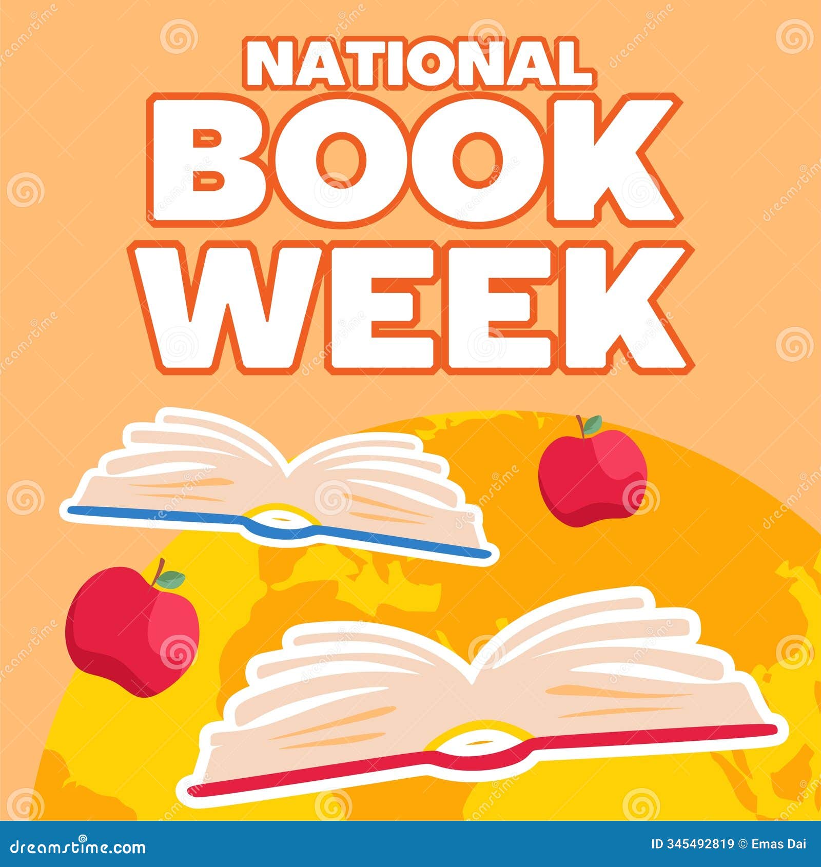 National Book Week with an Open Book Stock Illustration - Illustration ...