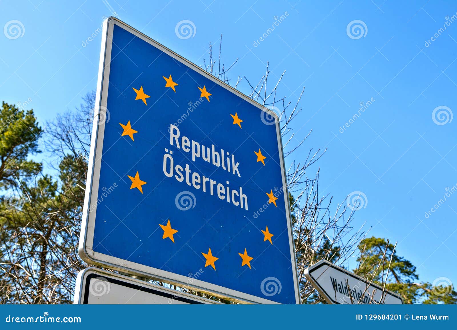 National Border Roadsign Entering Federal Republic Of Germany, With ...