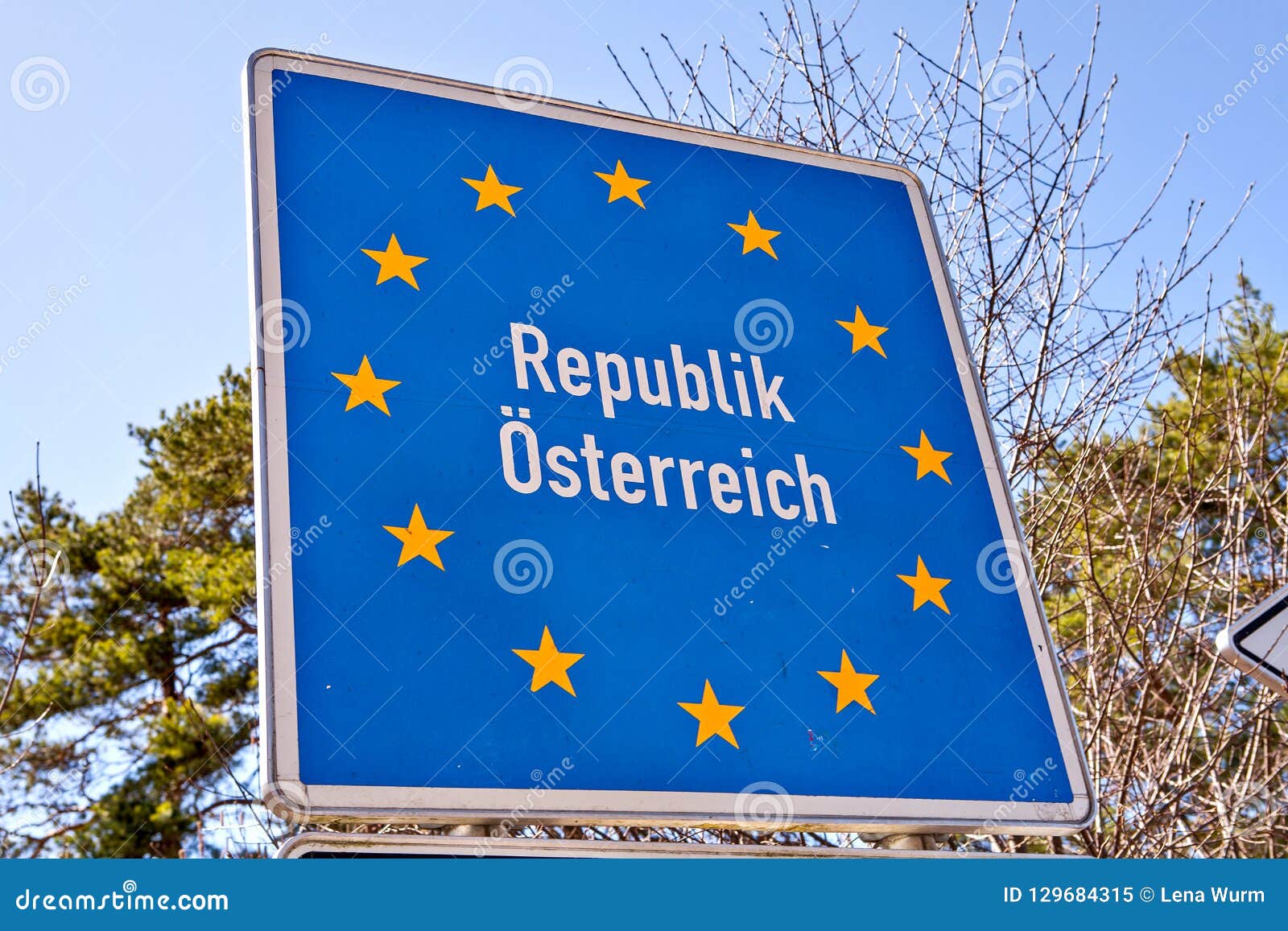 National Border Roadsign Entering Federal Republic Of Germany, With ...