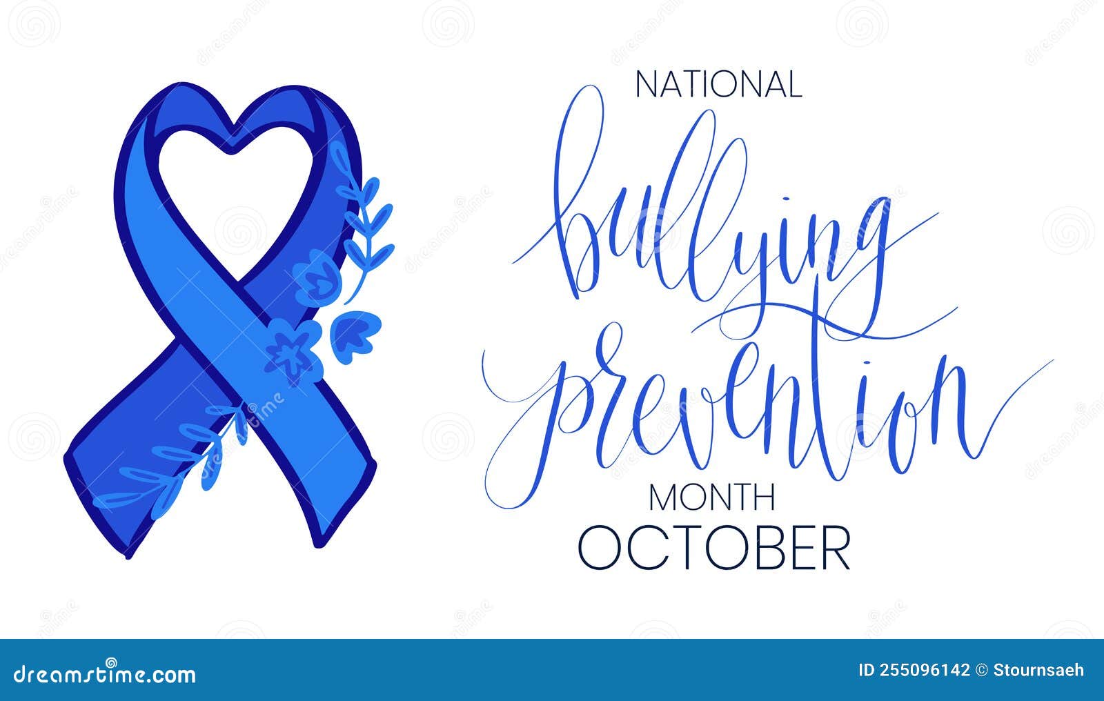 National Bullying Prevention Month October Web Banner Blue Support And