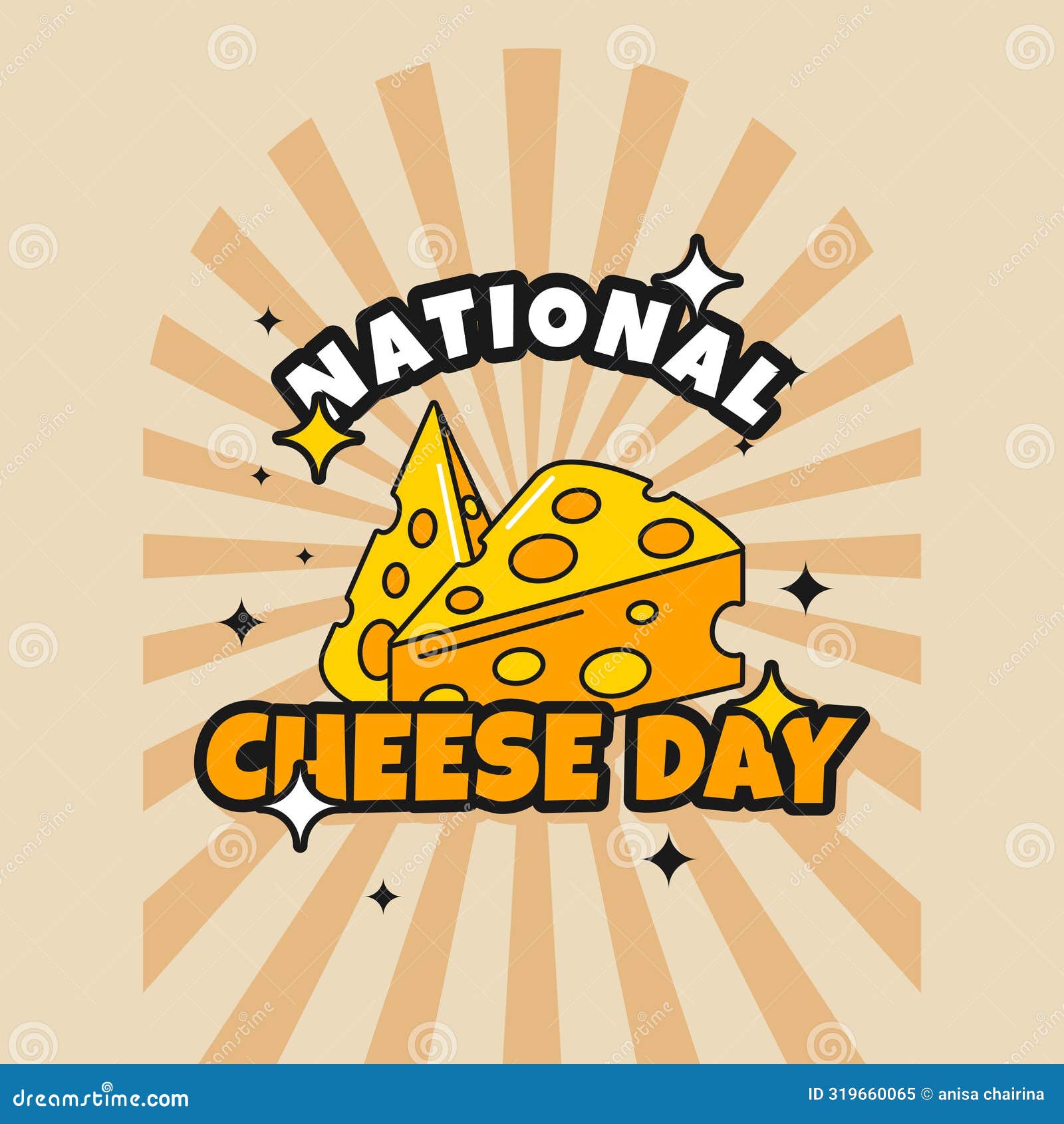 National Cheese Day Groovy Vector Design Stock Vector - Illustration of ...