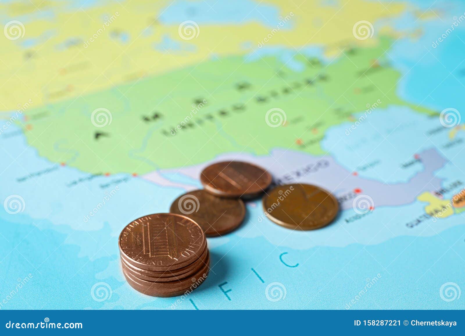 National Coins Near USA on Map Stock Image - Image of earnings, green ...
