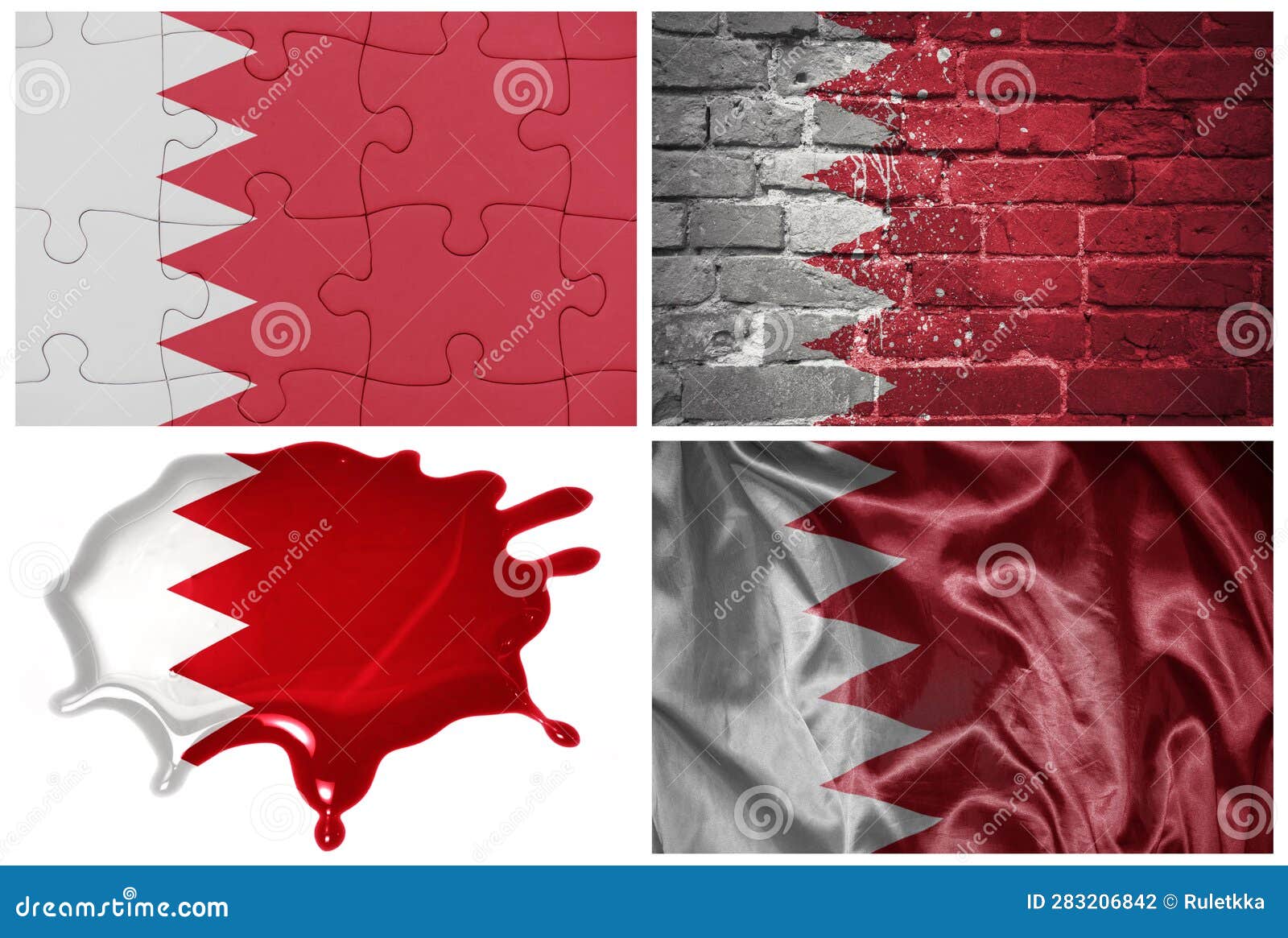 National Colorful Realistic Flag of Bahrain in Different Styles and ...