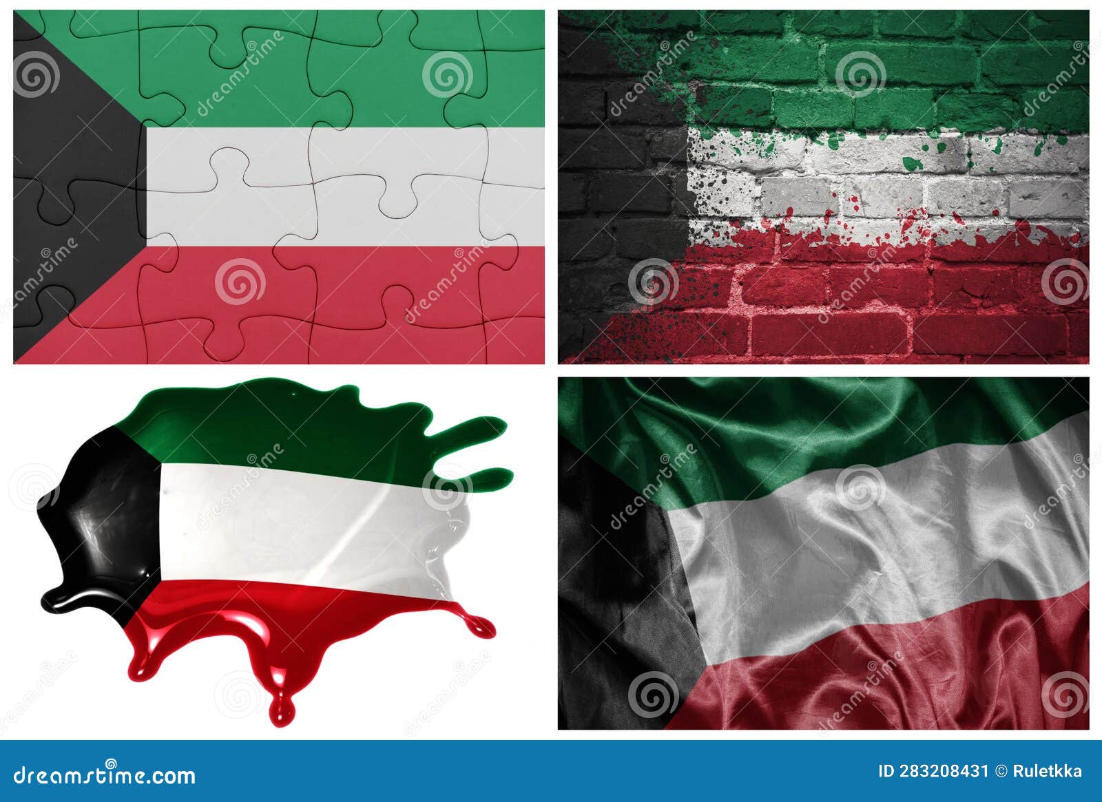 National Colorful Realistic Flag of Kuwait in Different Styles and with ...