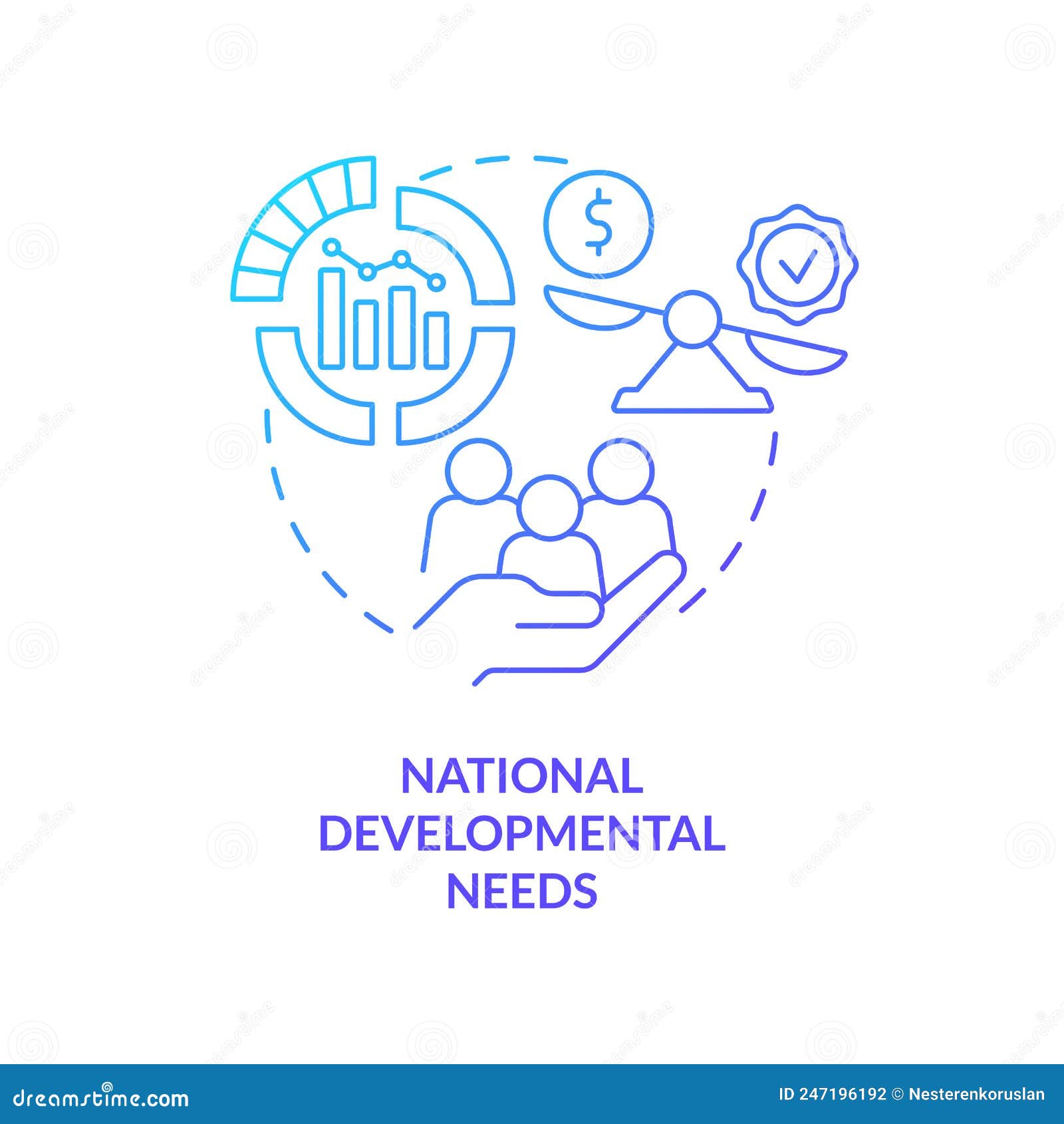 National Developmental Needs Blue Gradient Concept Icon Stock Vector ...