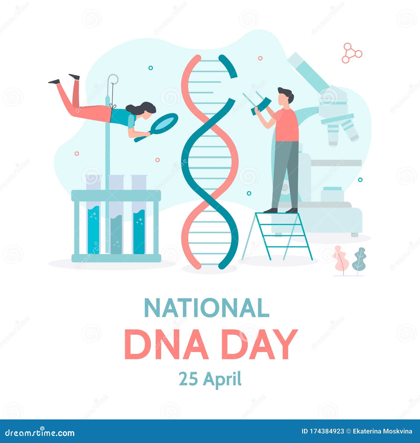 National DNA day banner stock vector. Illustration of microscope ...