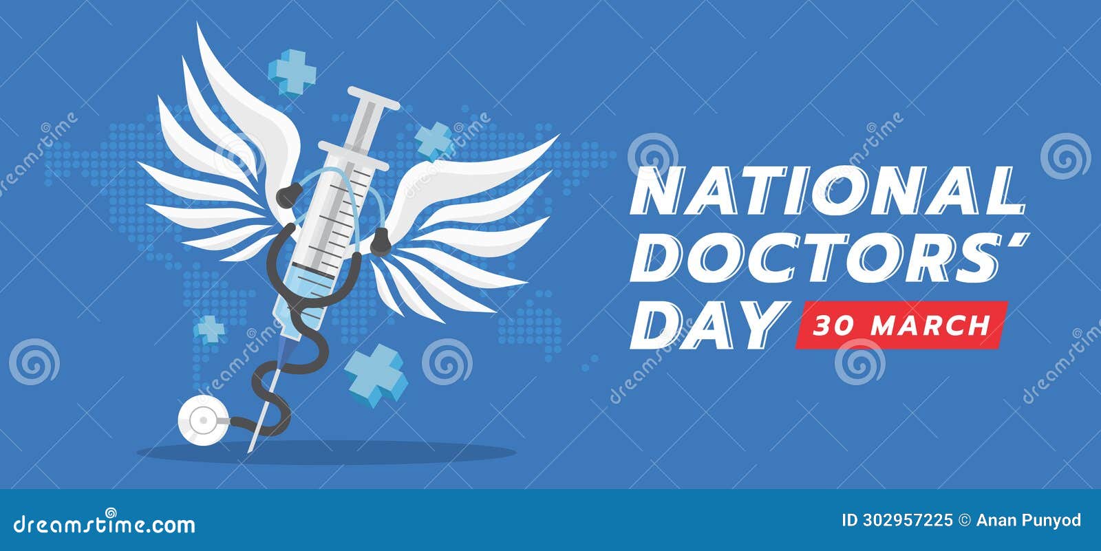 National Doctors Day - the Syringe Has Wings and Stethoscope Rolling on ...