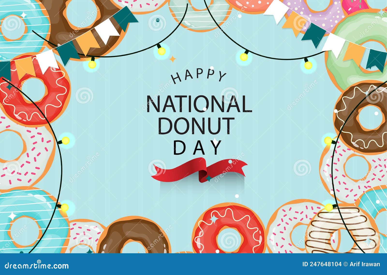 National Donuts Day or Happy Doughnut Day Poster Stock Vector ...