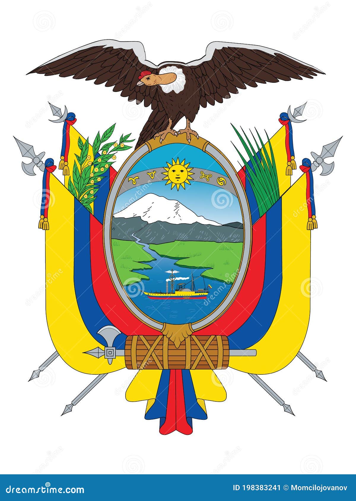 National Emblem of Ecuador stock vector. Illustration of latin - 198383241