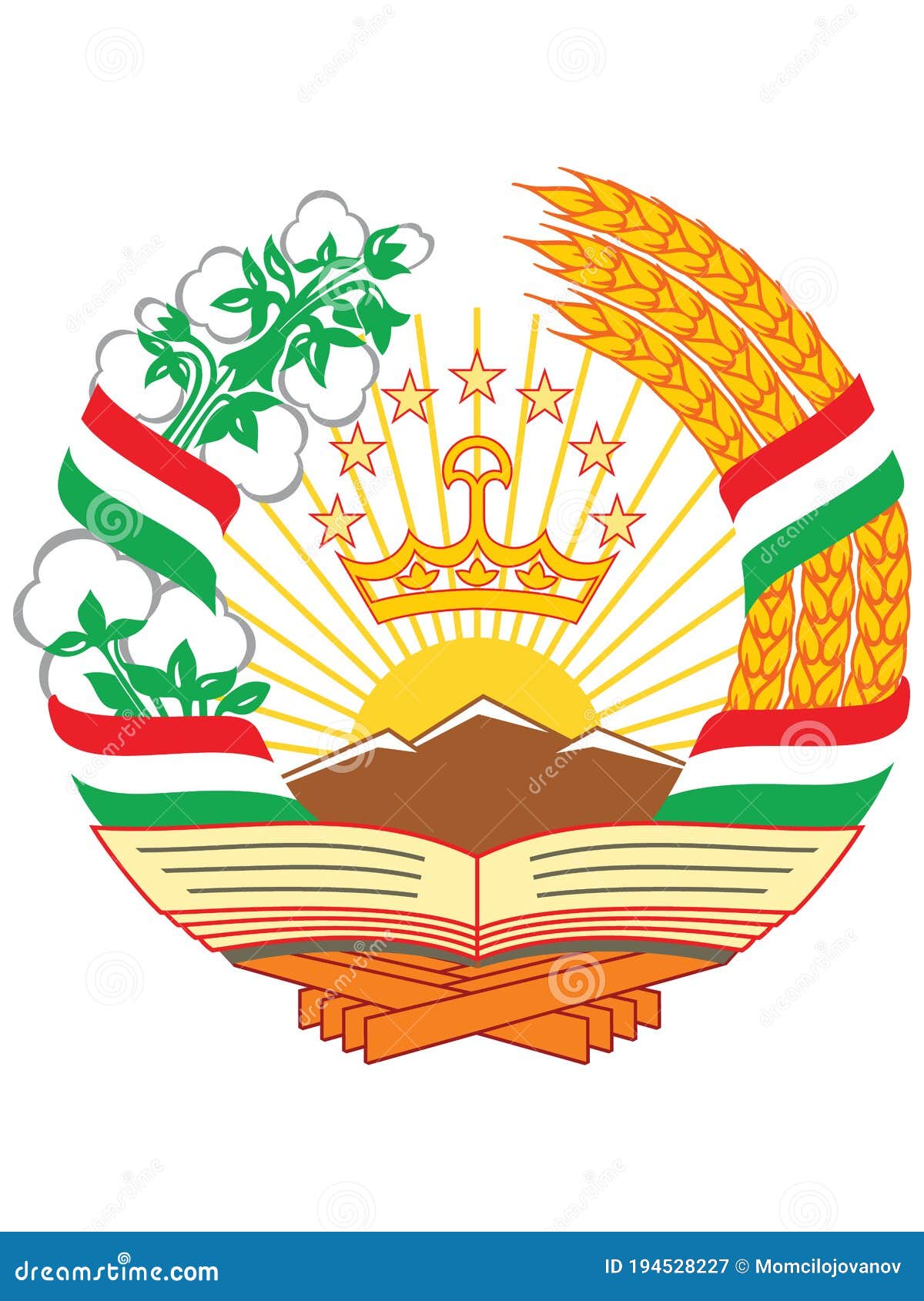 National Emblem of Tajikistan Stock Vector - Illustration of asian ...