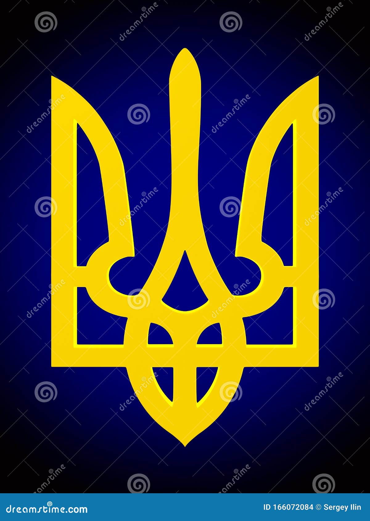 National Emblem Ukraine on Blue Background. Isolated 3D Illustration ...