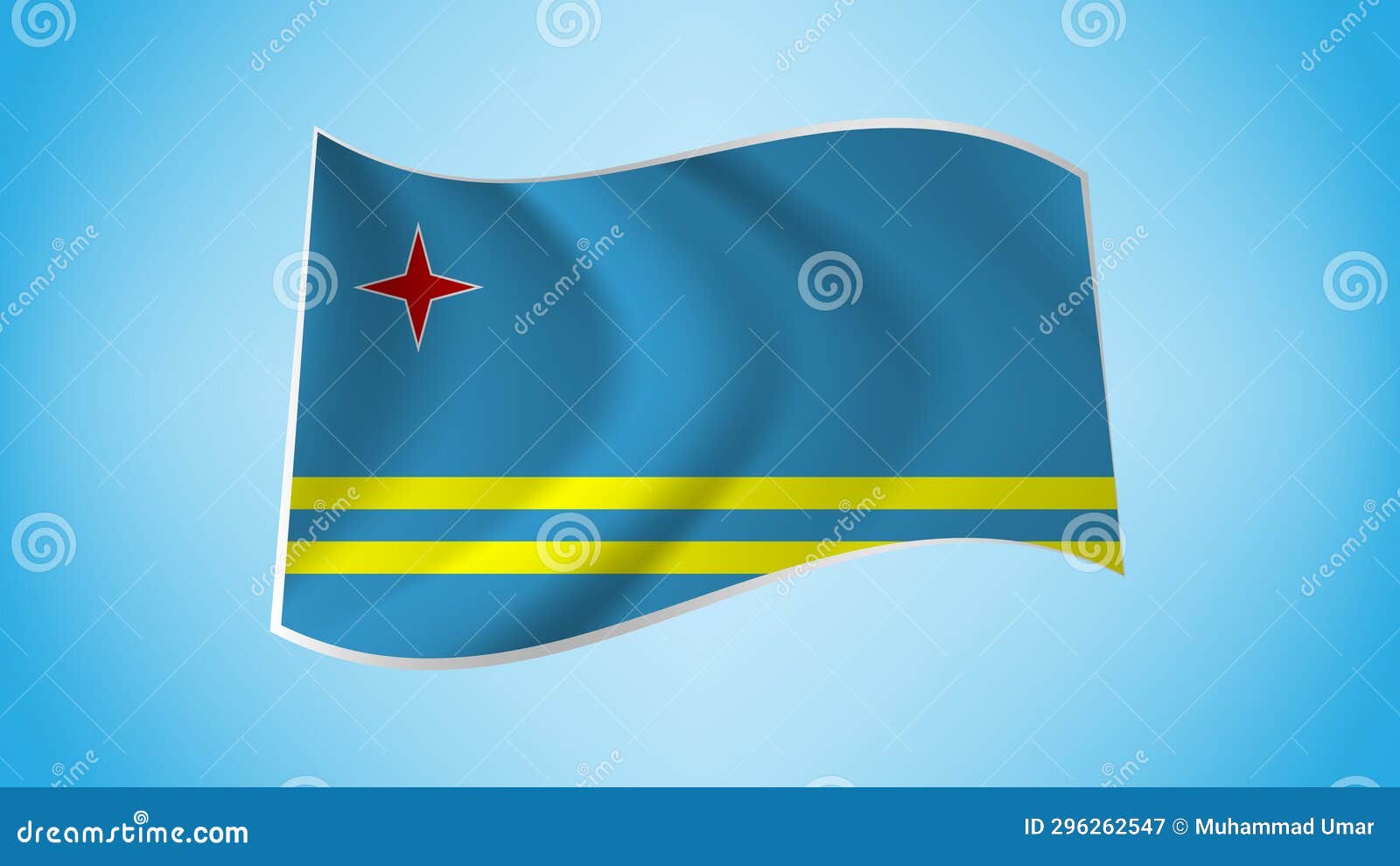 National Flag of Aruba - Waving National Flag of Aruba - Aruba Flag ...