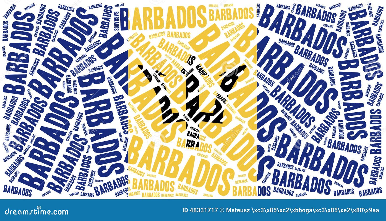 National Flag of Barbados. Word Cloud Illustration. Stock Illustration ...