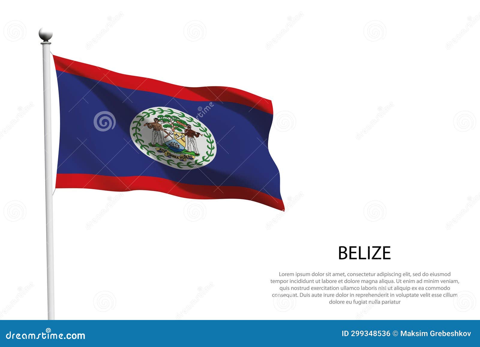National Flag Belize Waving on White Background Stock Vector ...