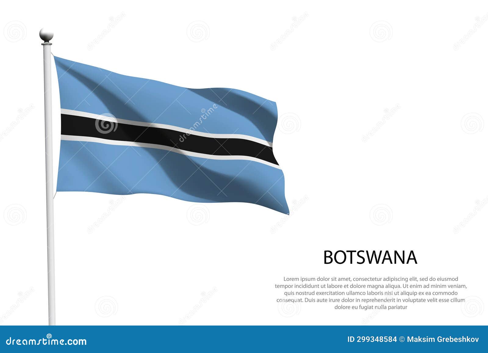 National Flag Botswana Waving on White Background Stock Vector ...