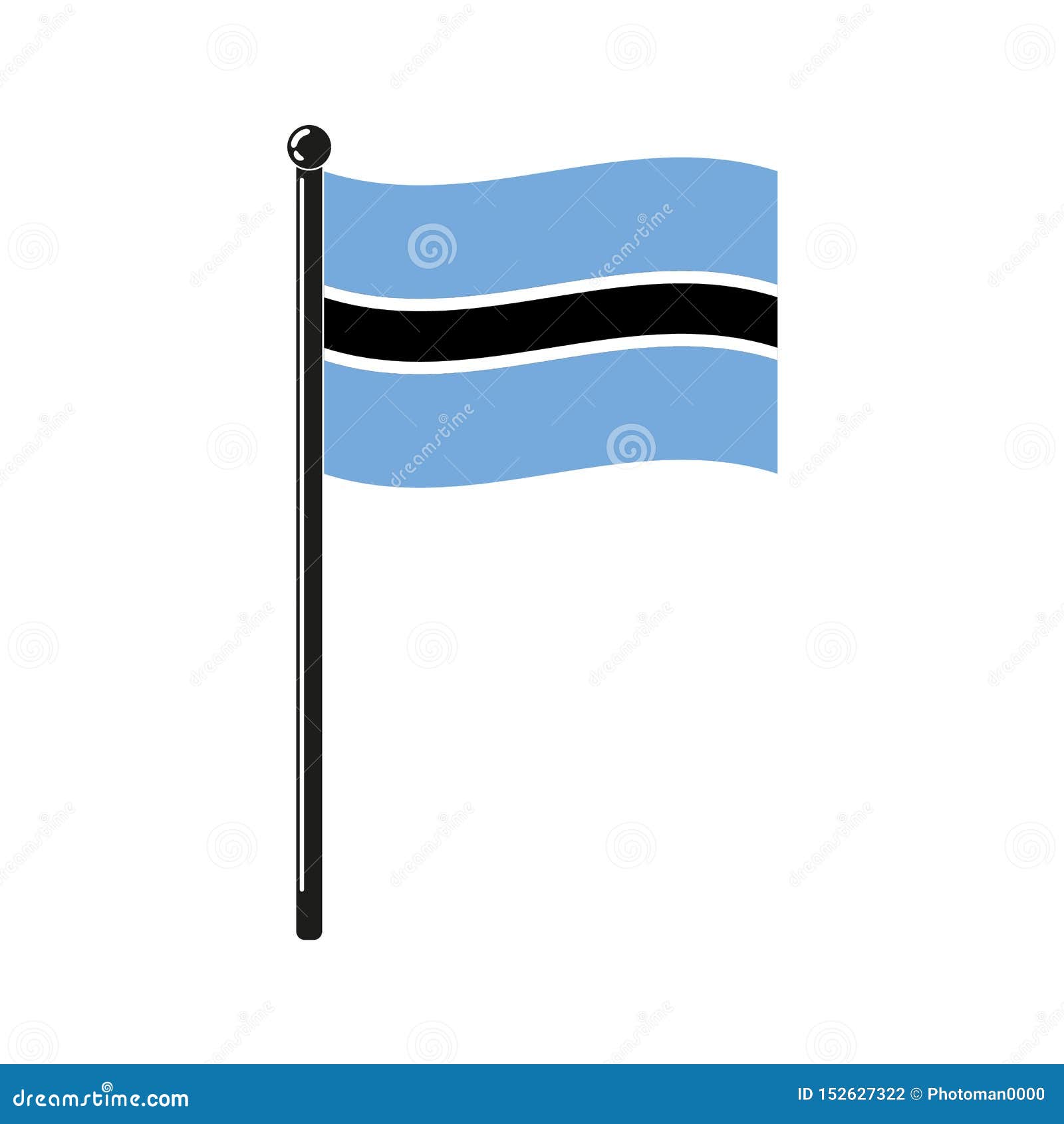 National flag of Botswana stock vector. Illustration of patriot - 152627322