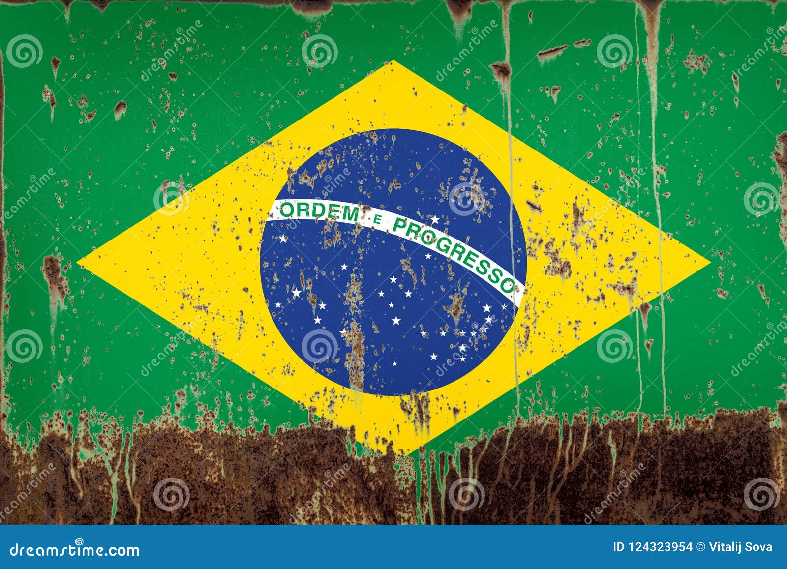 National Flag of Brazil on Metal Texture Stock Photo - Image of ancient ...